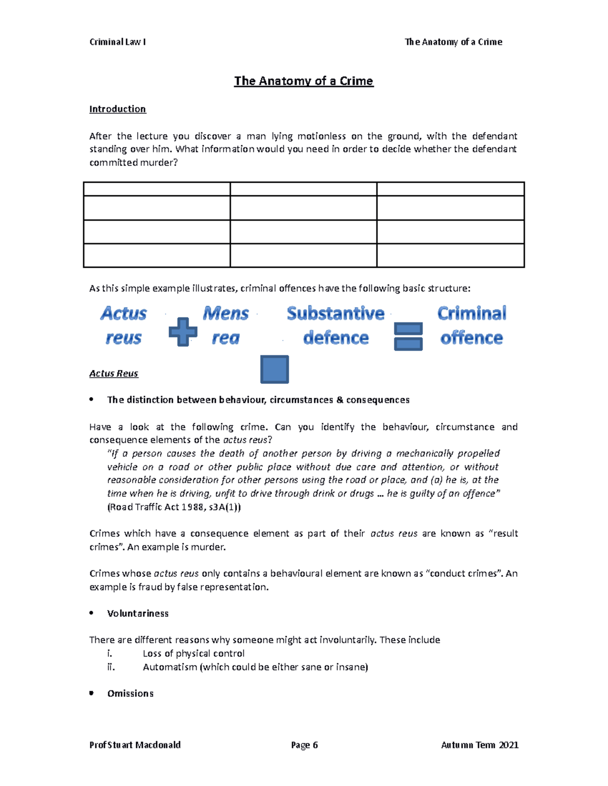 The Anatomy Of A Crime - handout - The Anatomy of a Crime Introduction ...