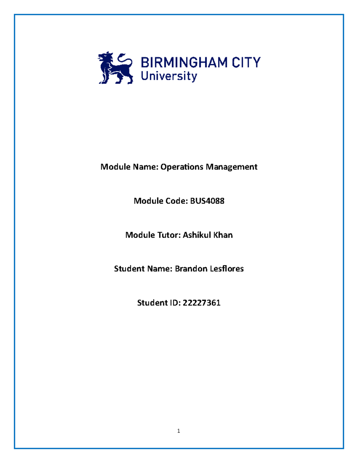 Nike Operations - Module Name: Operations Management Module Code: BUS ...