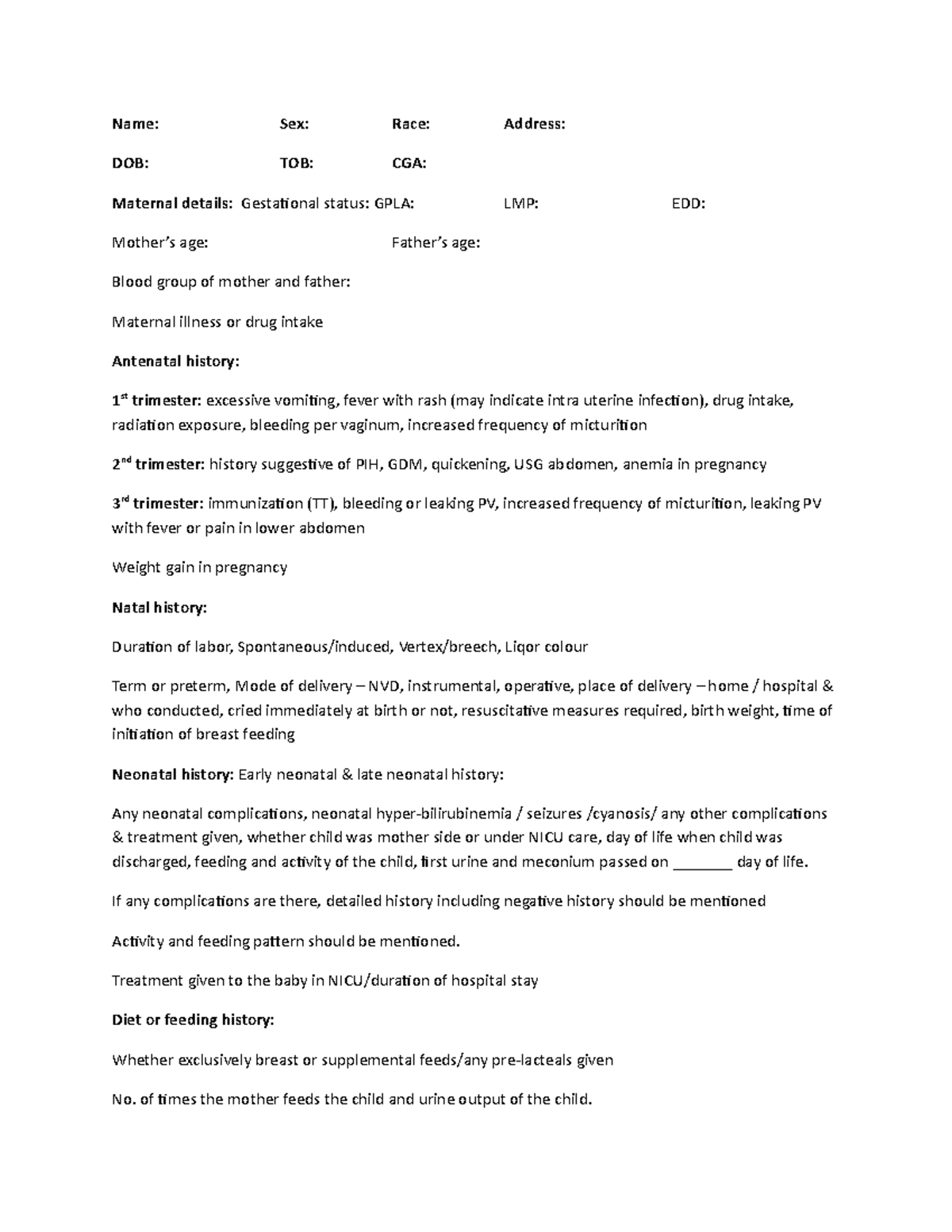 Newborn case sheet - This contains copd case presentation ...