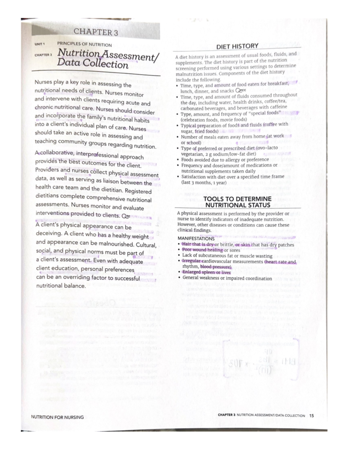 Data Collection - nutrition assessment/ data collected - BIO 145 - Studocu