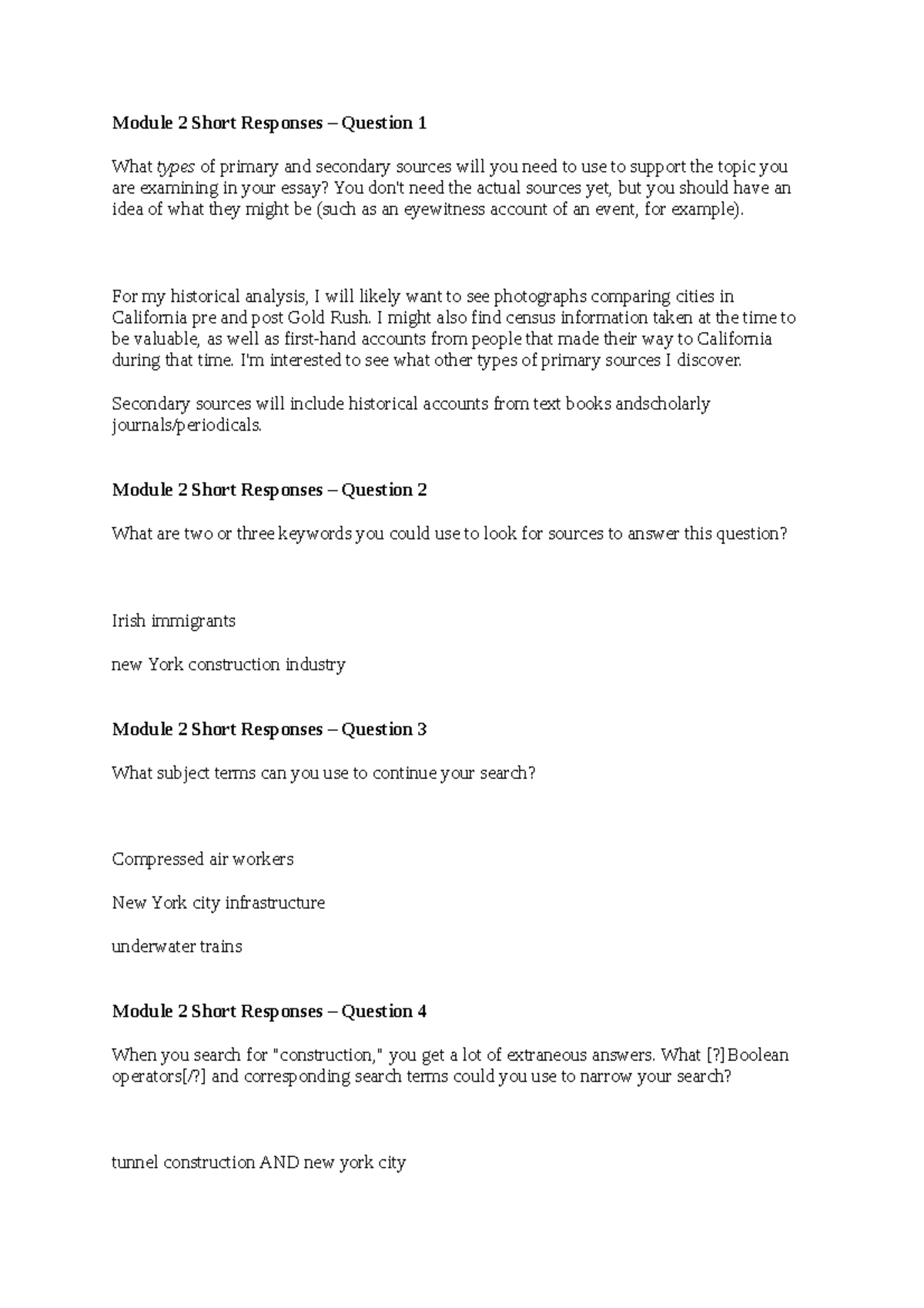 Module 2 Short Responses - Module 2 Short Responses – Question 1 What ...