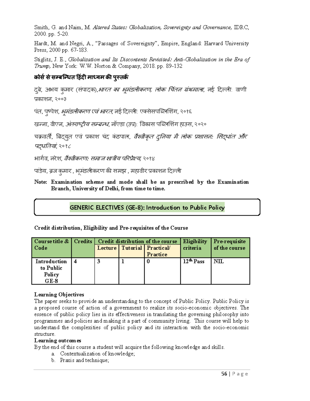 Introduction to Public Policy Syllabus - 56 | P a g e Smith, G. and ...