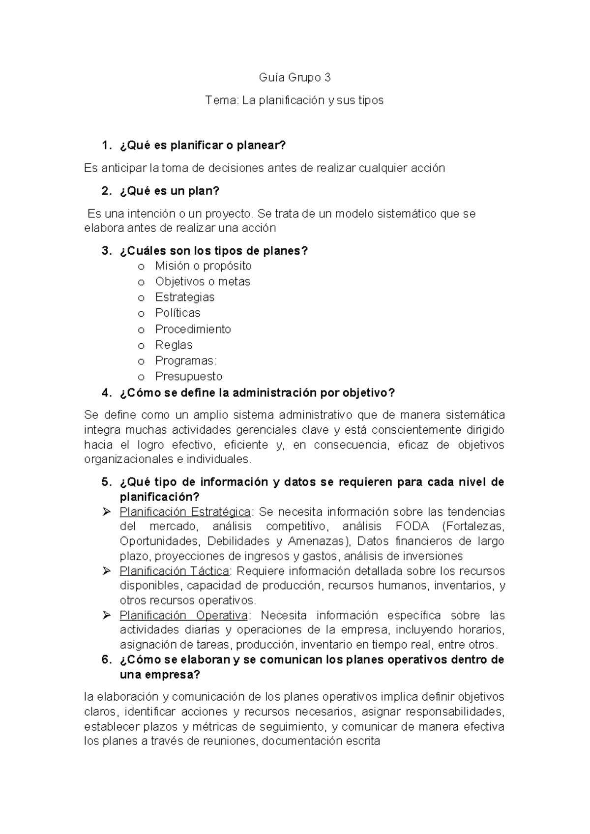 Guía Grupo 3 - Jsksjs - Guía Grupo 3 Tema: La planificación y sus tipos ...