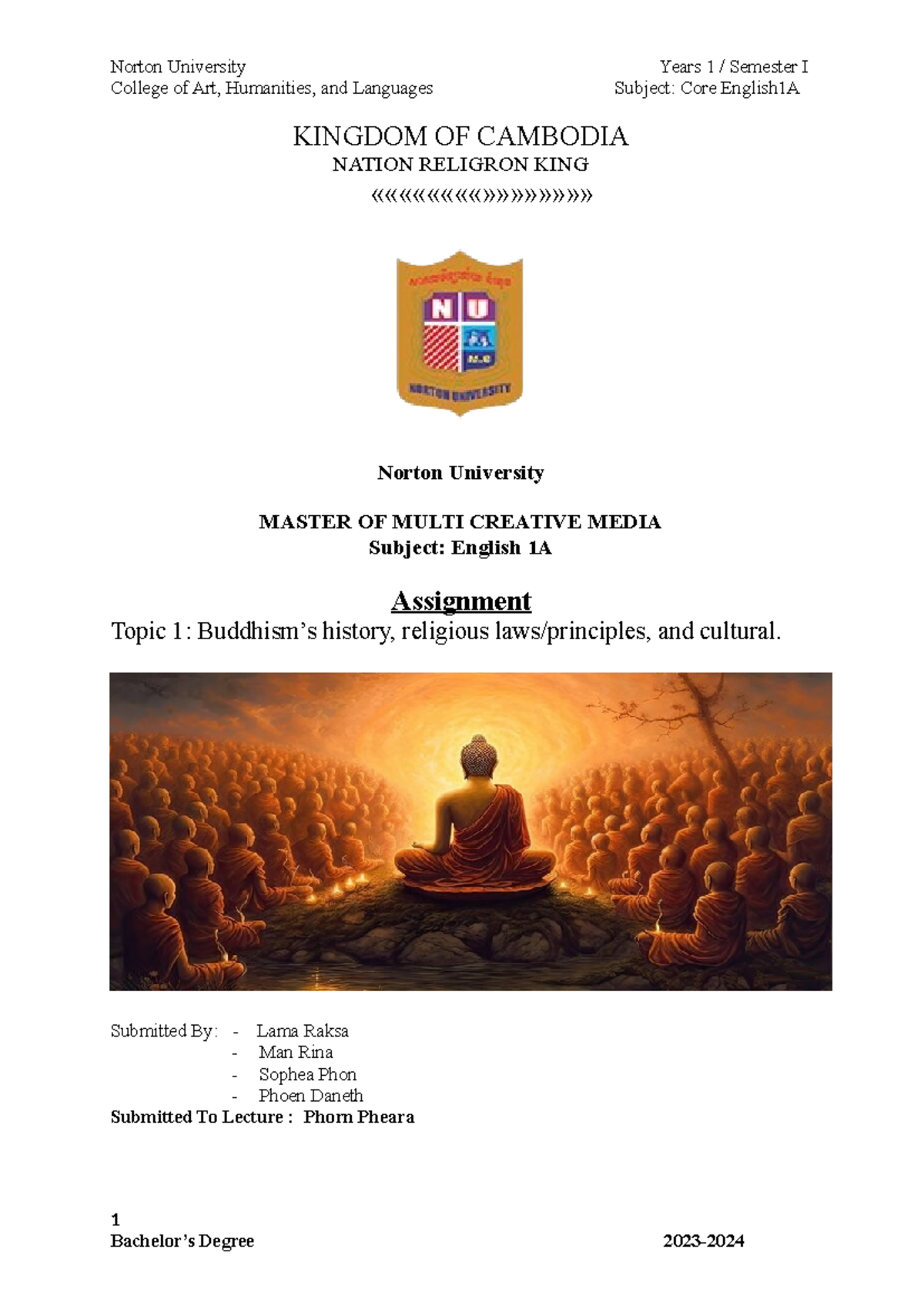 Buddhism - College of Art, Humanities, and Languages Subject: Core ...