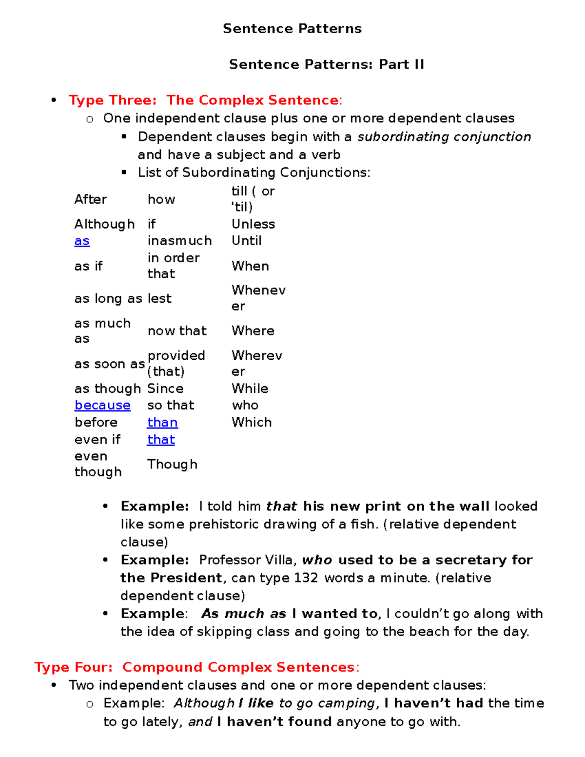 Sentence Patterns VR - Sentence Patterns Sentence Patterns: Part II ...
