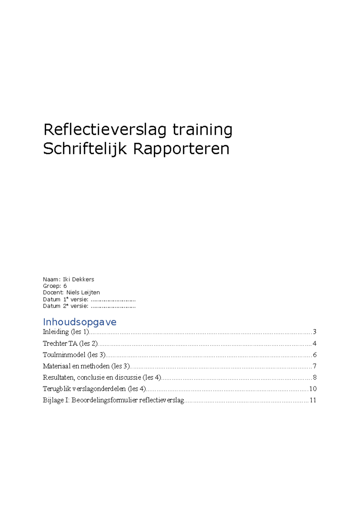 Reflectieverslag blanco versie DEF2122+(1) - Reflectieverslag training ...