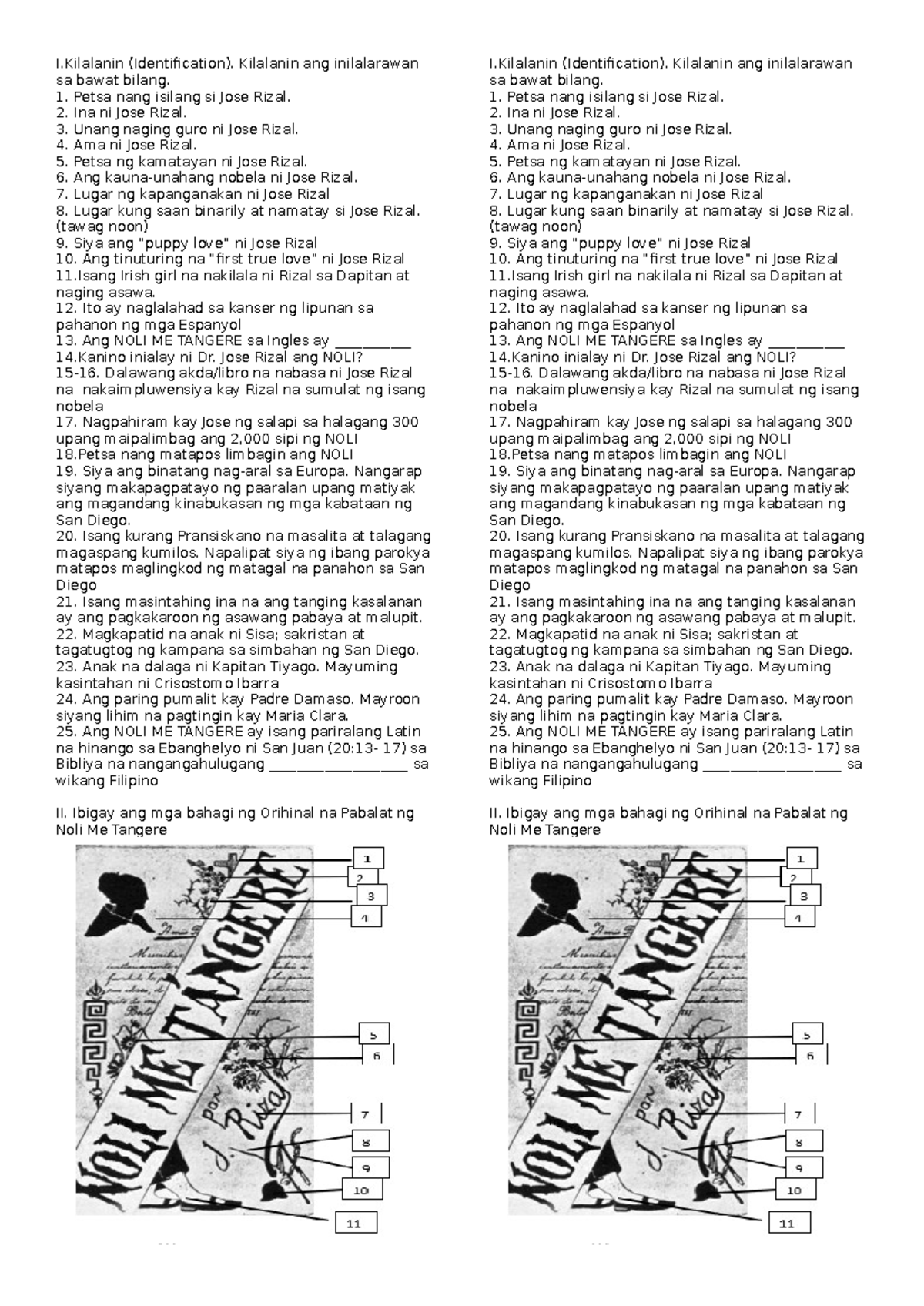 Q1 NOLI - I (Identification). Kilalanin ang inilalarawan sa bawat ...