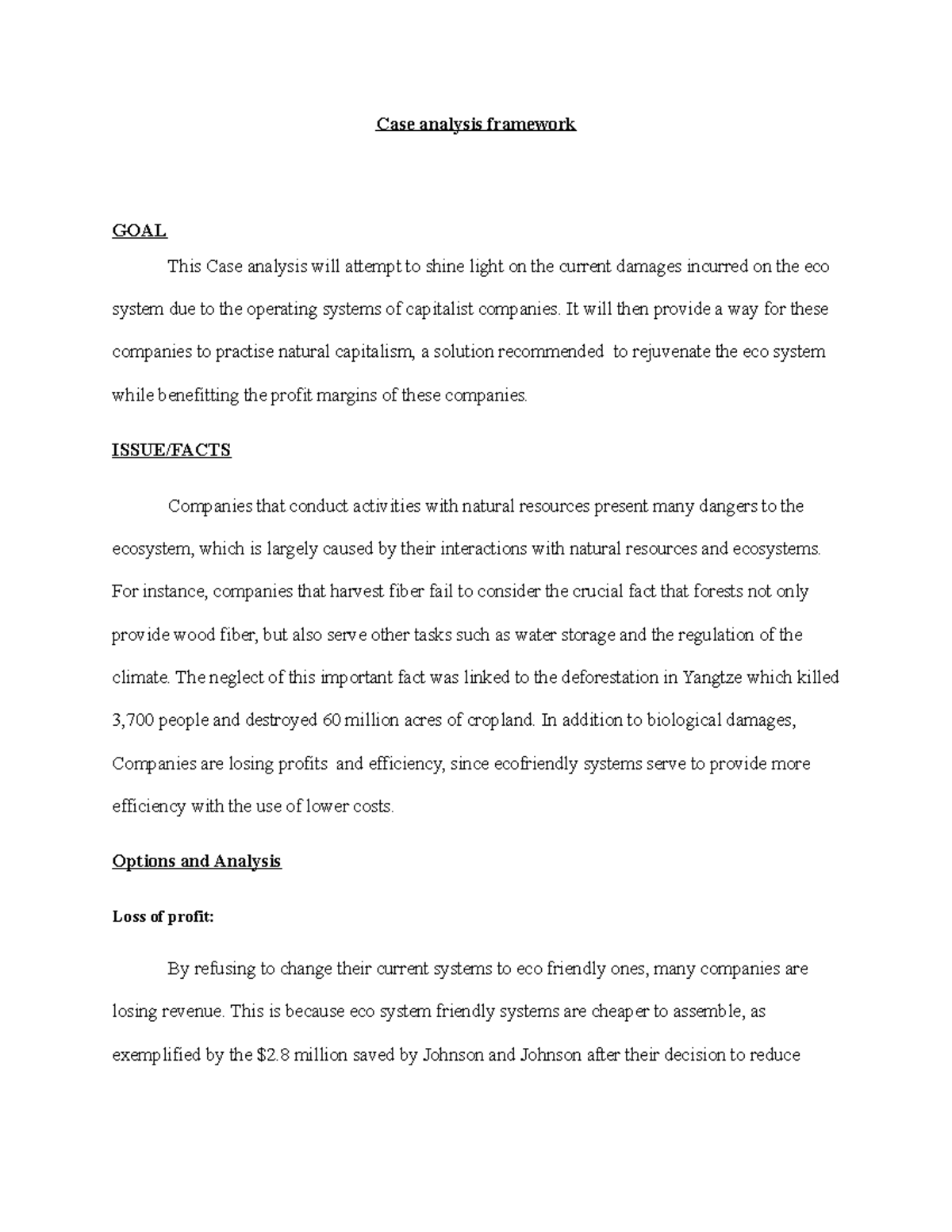 Case analysis framework-4 - Case analysis framework GOAL This Case ...