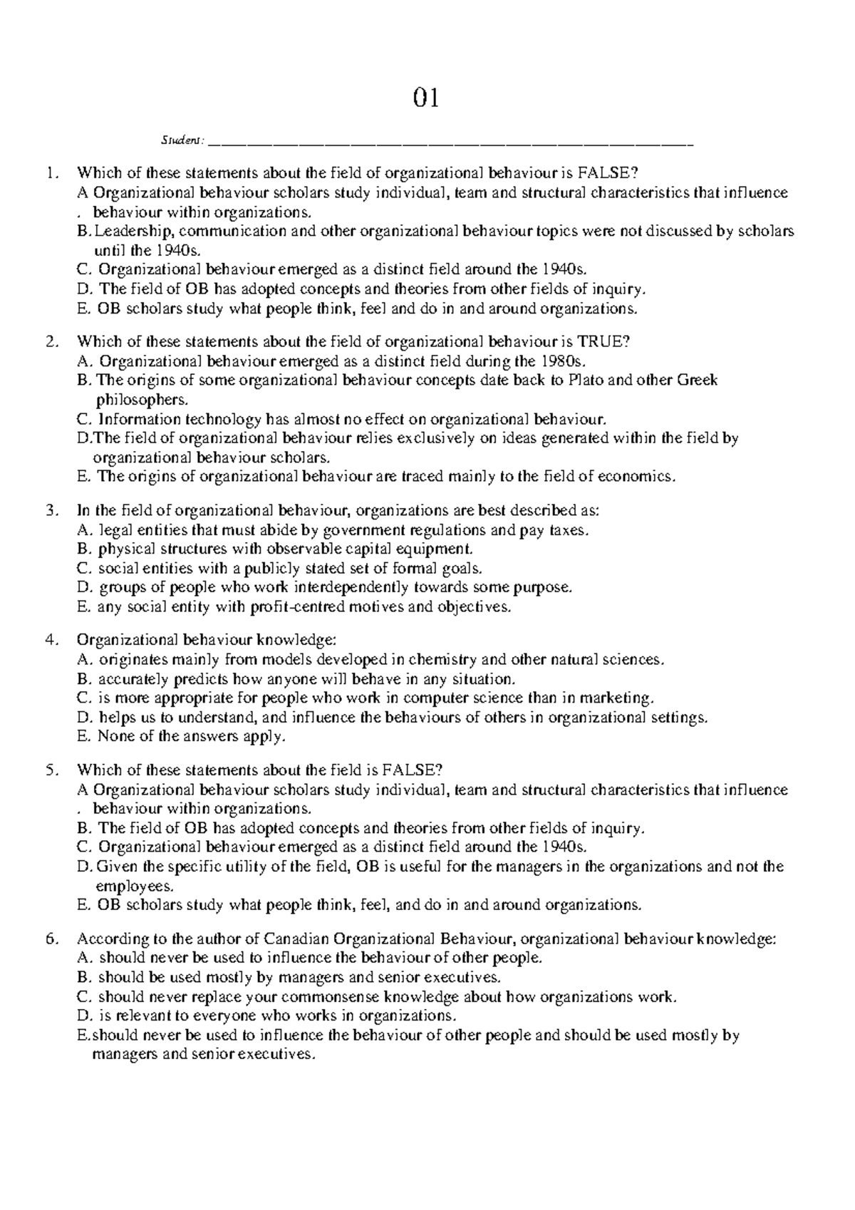 Sample/practice exam 2017, questions and answers - 01 Student: - Studocu