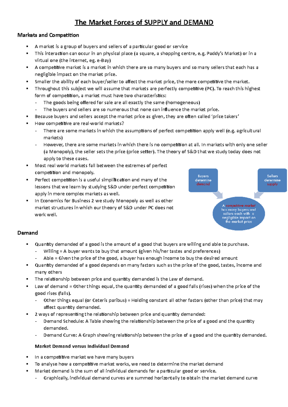 Lecture 1 - Supply & Demand - The Market Forces of SUPPLY and DEMAND ...