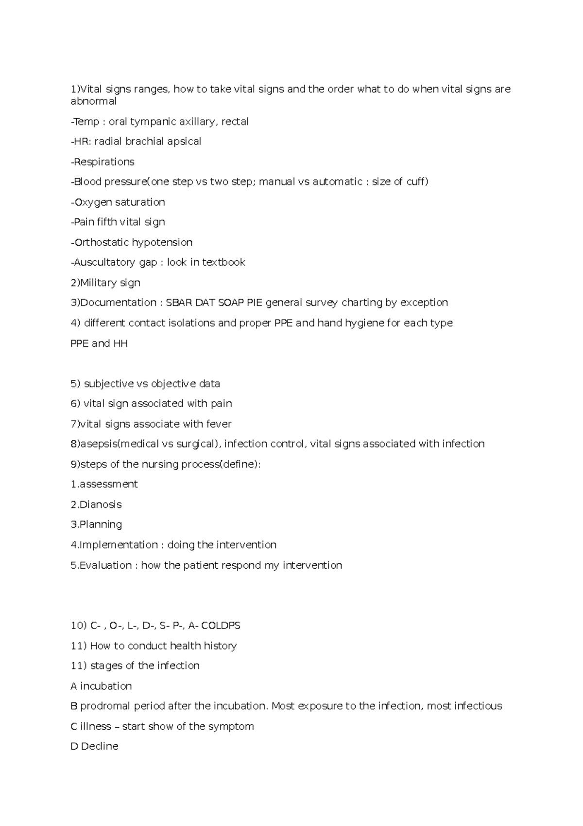 EXAM1 review - path pharm powerpoint summary - 1)Vital signs ranges ...