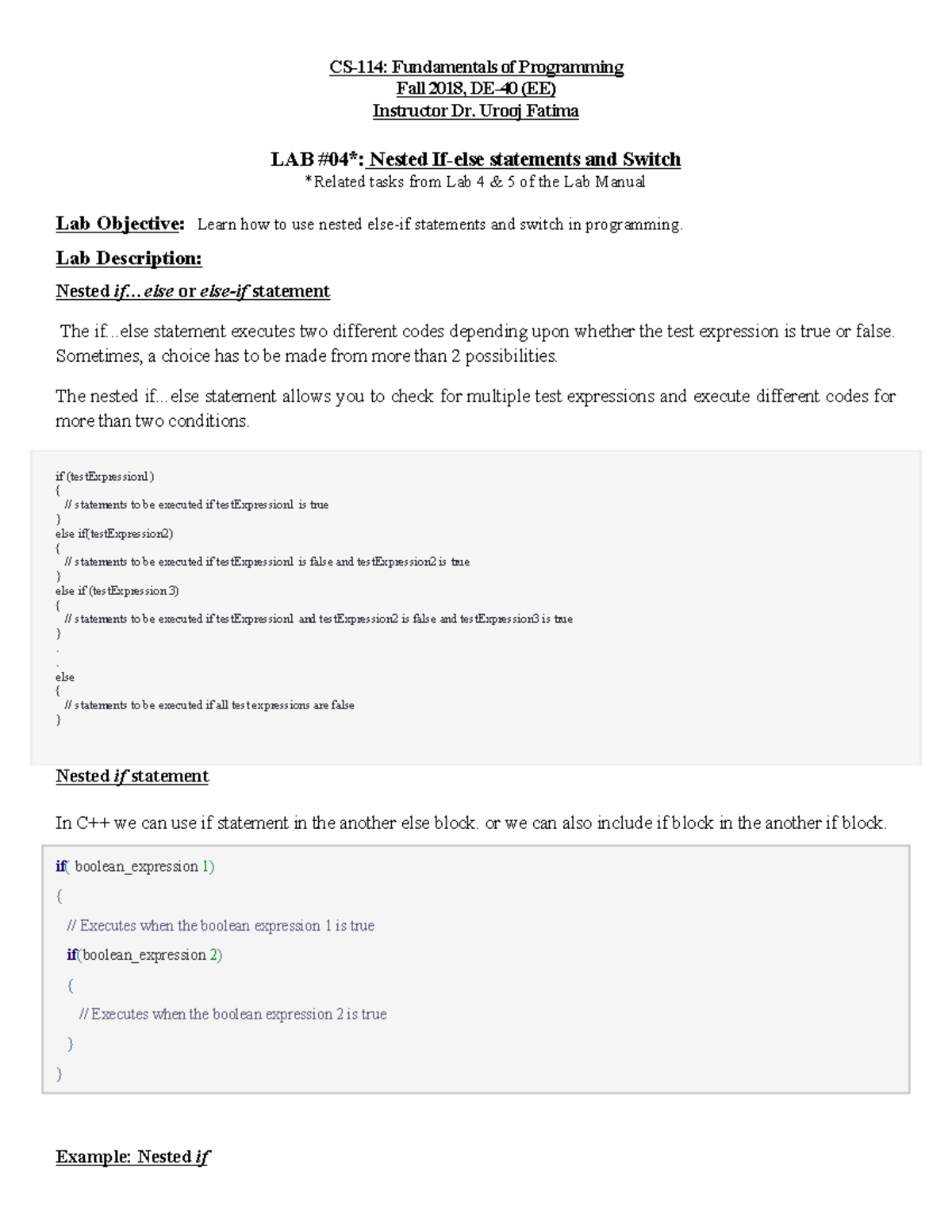 Exam 7 August 2011, questions - CS-114: Fundamentals of Programming ...