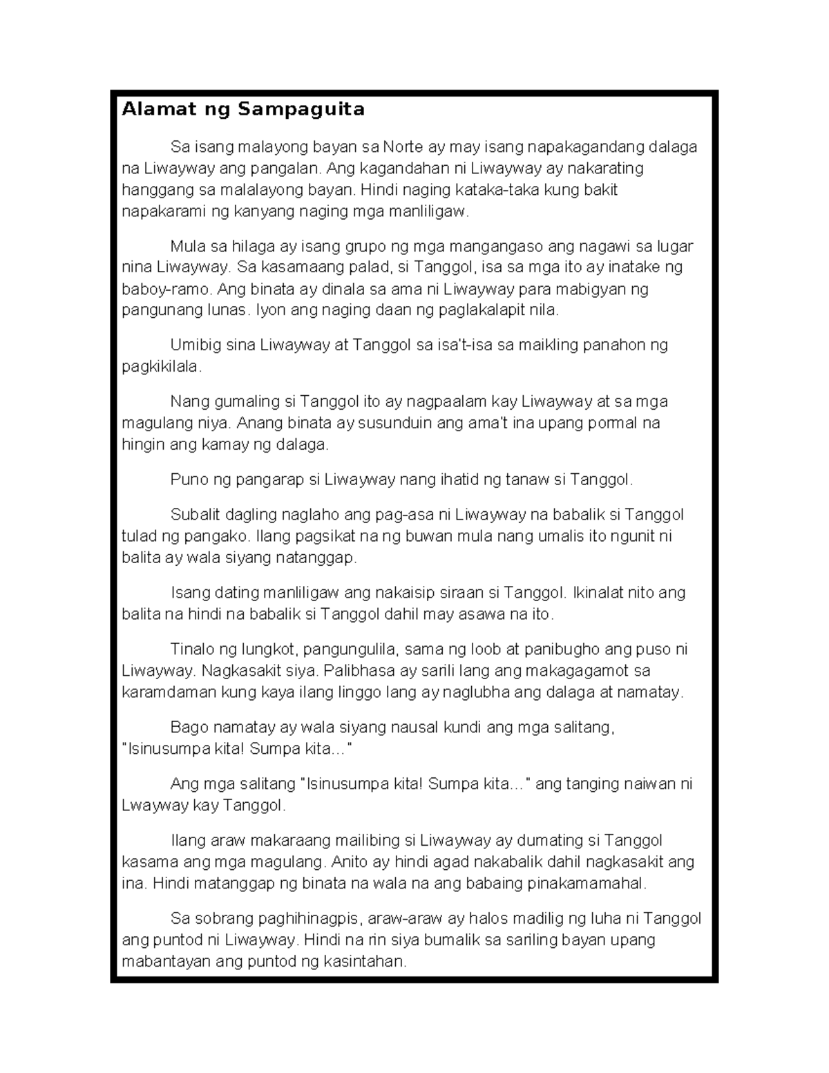 MGA Alamat Compilation - Alamat ng Sampaguita Sa isang malayong bayan ...