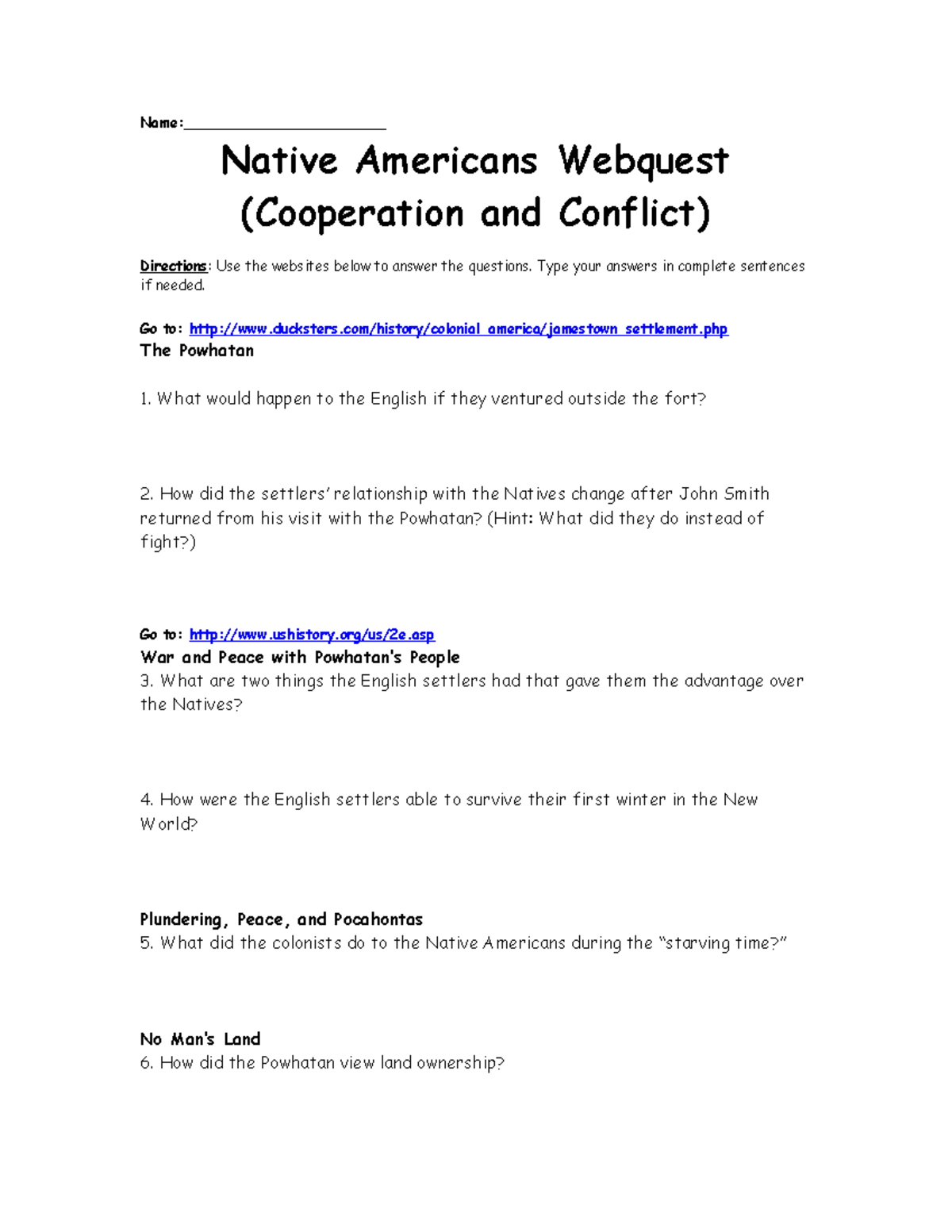 Copy of Native Americans Webquest-Tiggs - Name ...