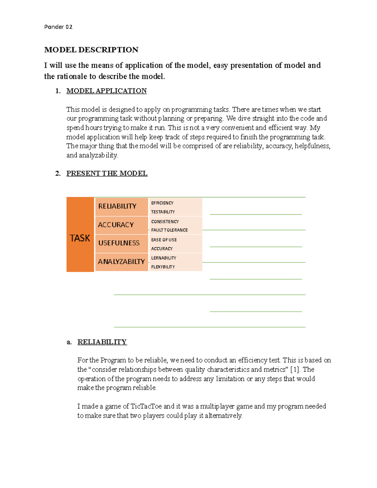Ponder 02 - MODEL DESCRIPTION I will use the means of application of ...