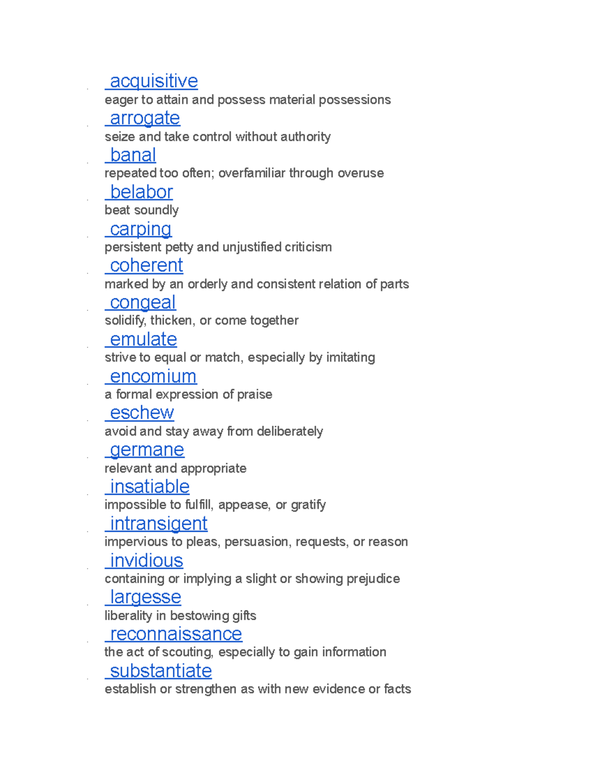 English 102 unit 1 - acquisitive eager to attain and possess material ...