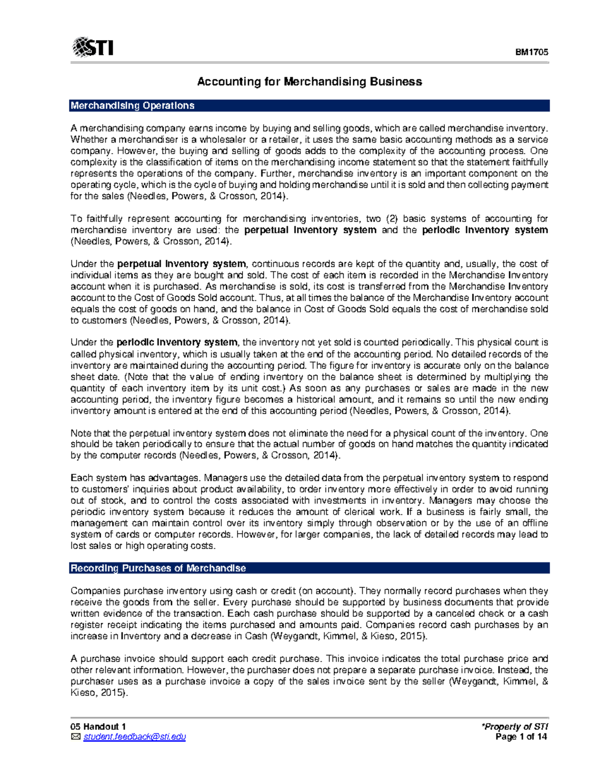 05 Handout 1 - huhu - 05 Handout 1 *Property of STI Accounting for ...