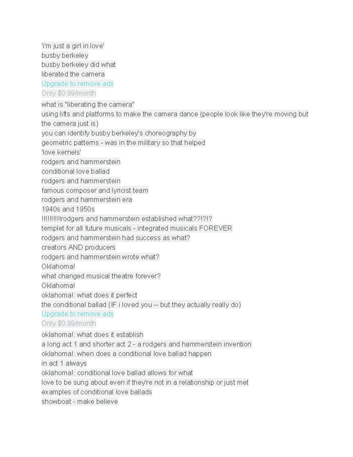 Survey of Musical Theatre Season 2 Notes - 'i'm just a girl in love ...