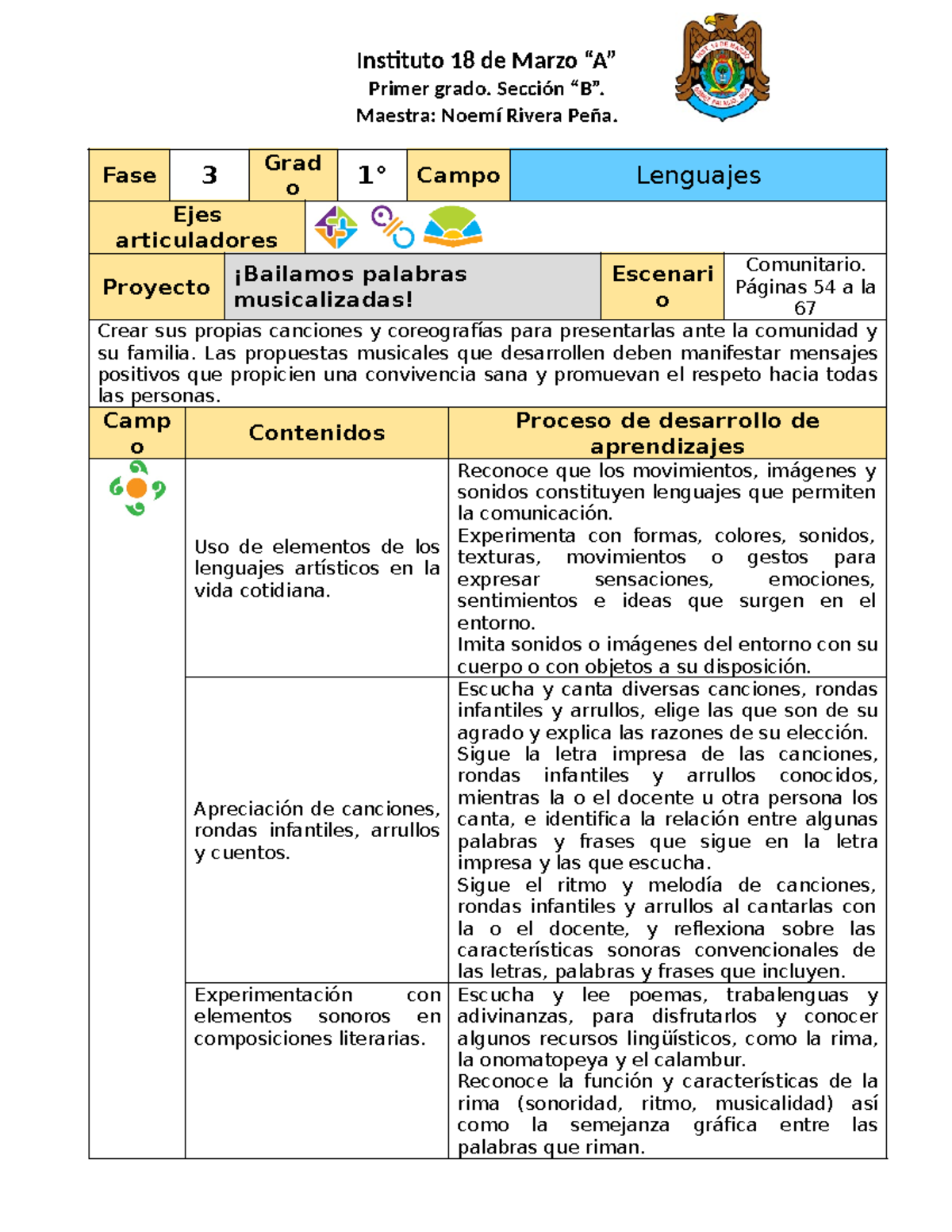1er Grado Diciembre - 04 Bailamos palabras musicalizadas (2023-2024) (Autoguardado) - Primer ...