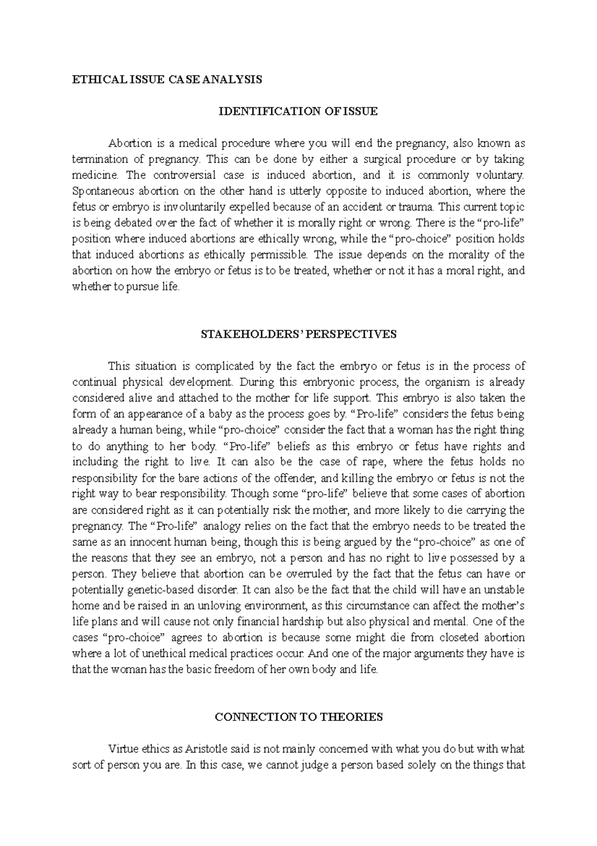 Ethical Issue CASE Analysis - ETHICAL ISSUE CASE ANALYSIS ...