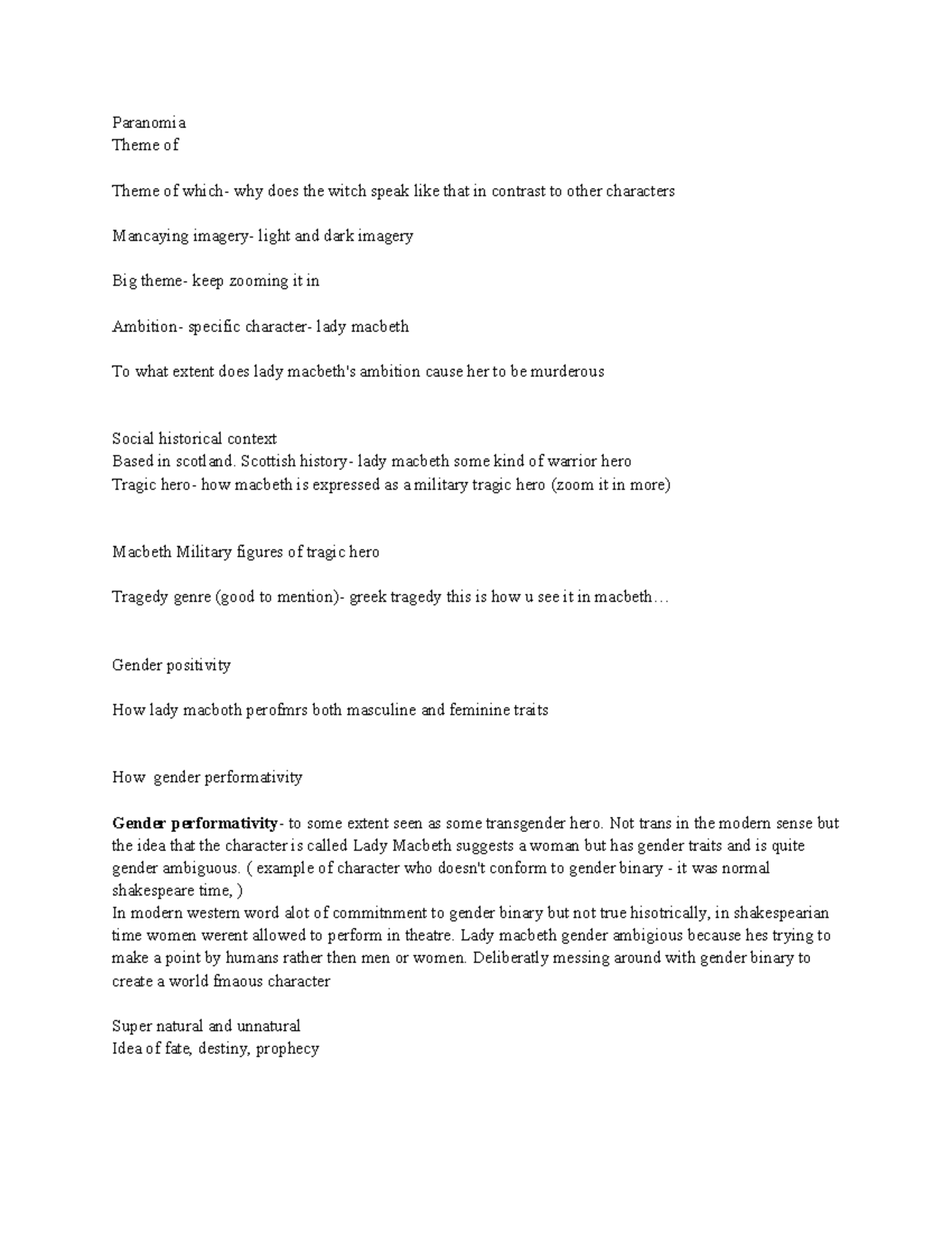 English rq - research quesiton idea - Paranomia Theme of Theme of which ...