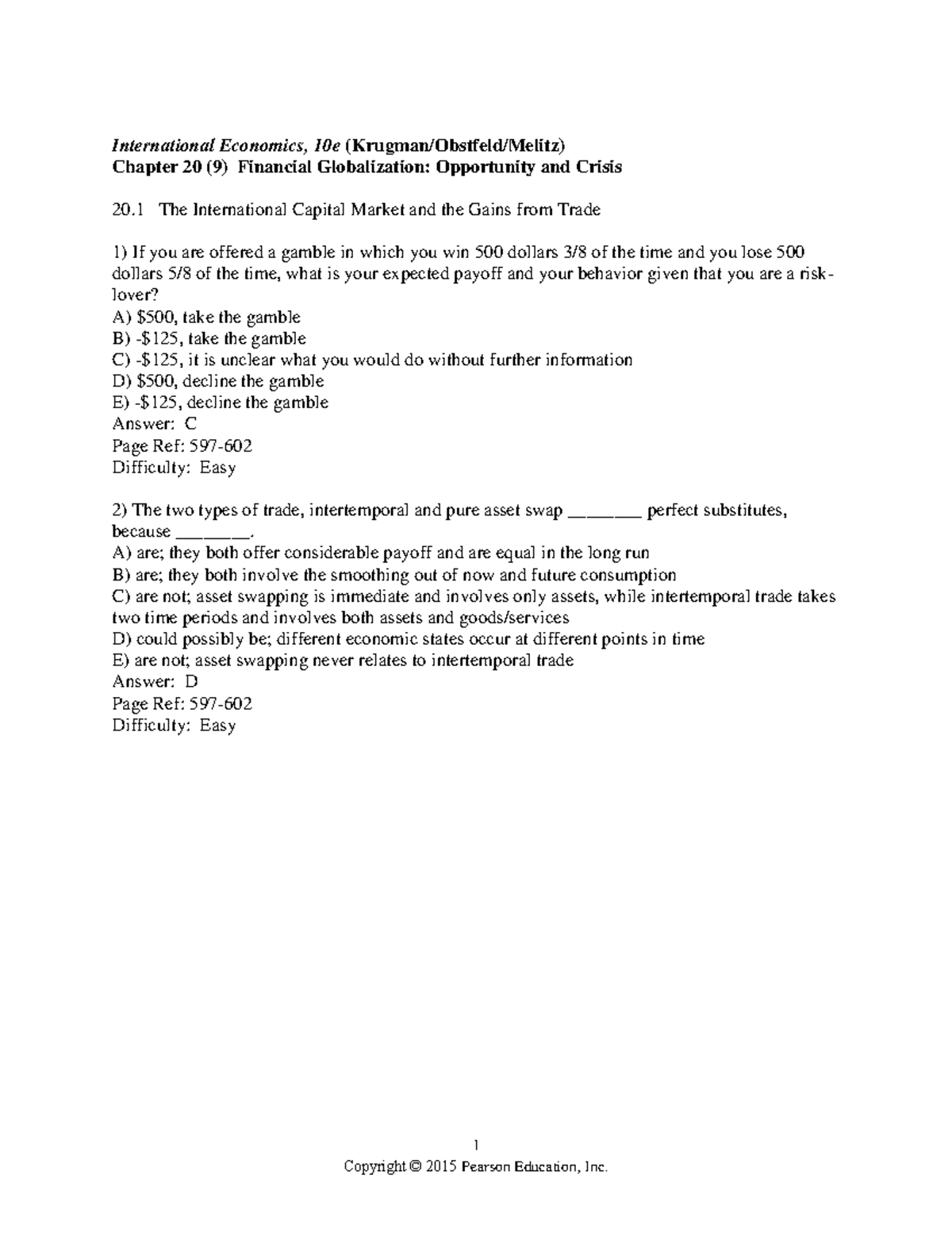 Ch20 - Lecture notes 20 - 1 International Economics, 10e (Krugman ...