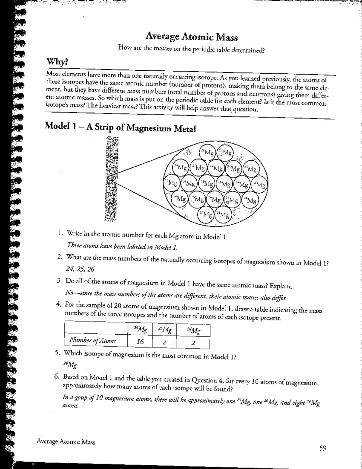Average Atomic Mass answers - Studocu