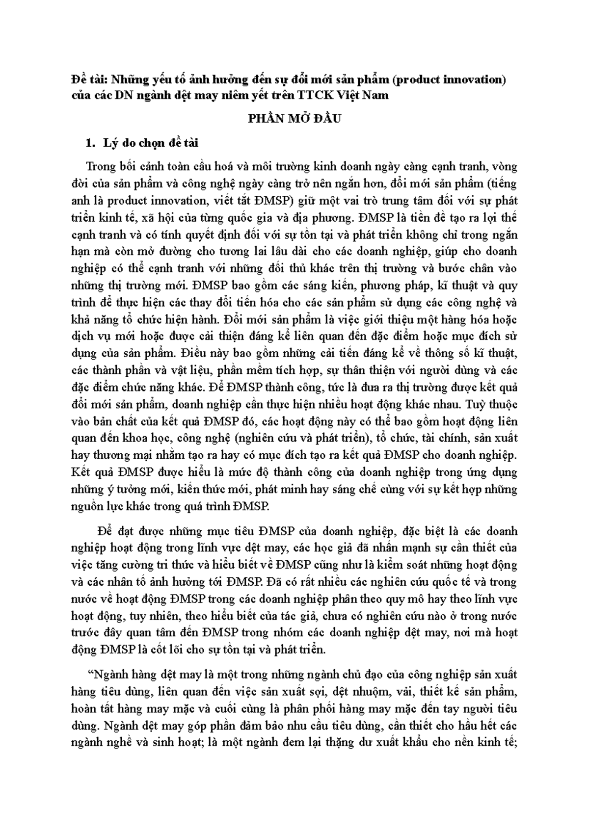 Ppnckh - vbjn - Đề tài: Những yếu tố ảnh hưởng đến sự đổi mới sản phẩm ...