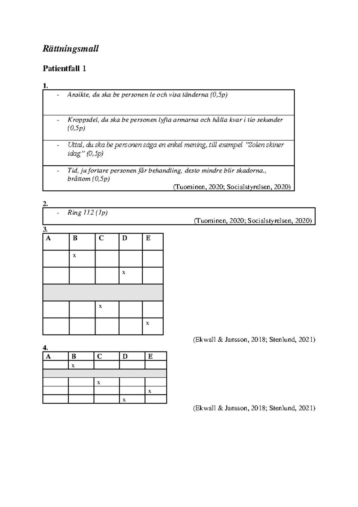 Kunskapsprov rättningsmall 230412 till hemsidan - Rättningsmall Patientfall 1 1. Ansikte, du ska ...