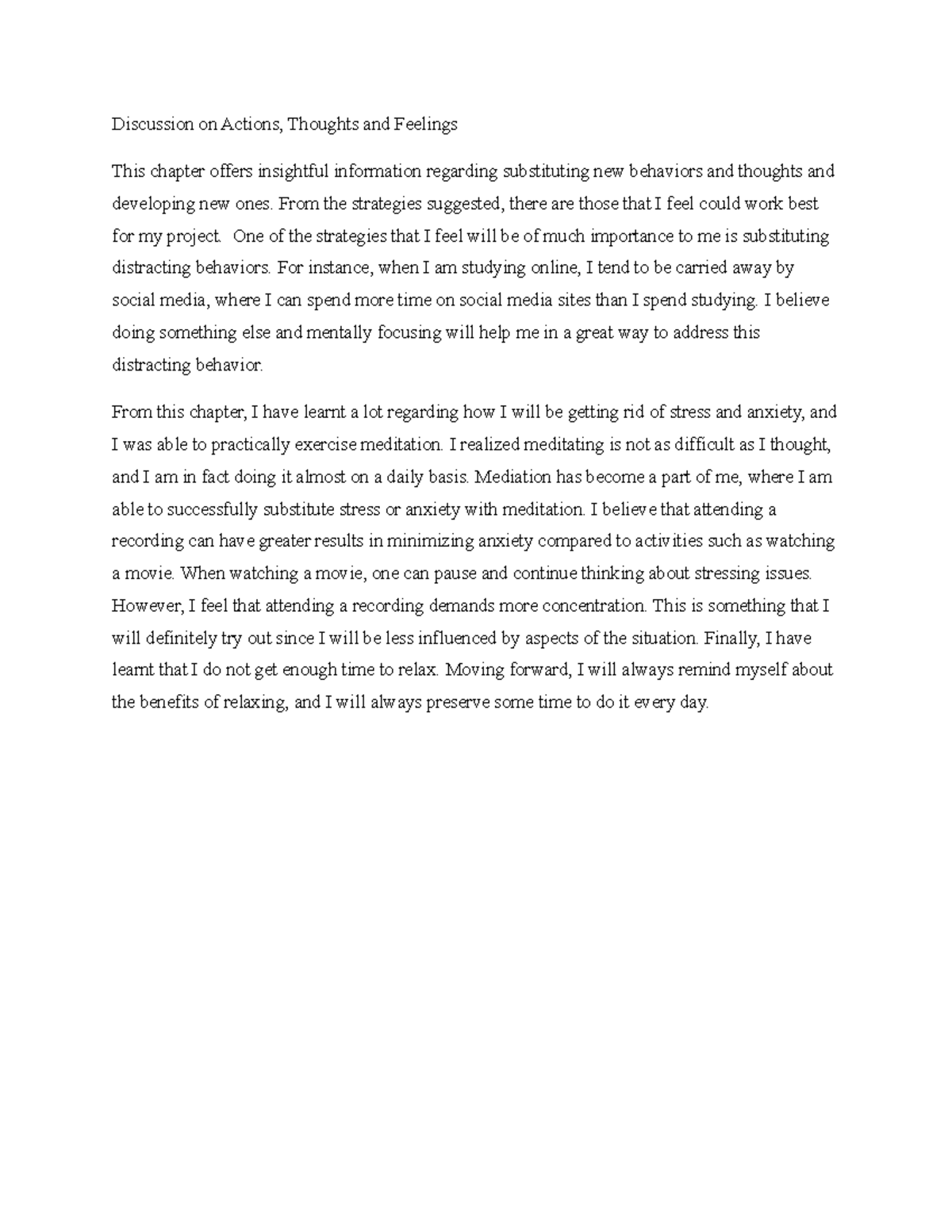 Discussion on Actions - behavioral assignment - Discussion on Actions ...