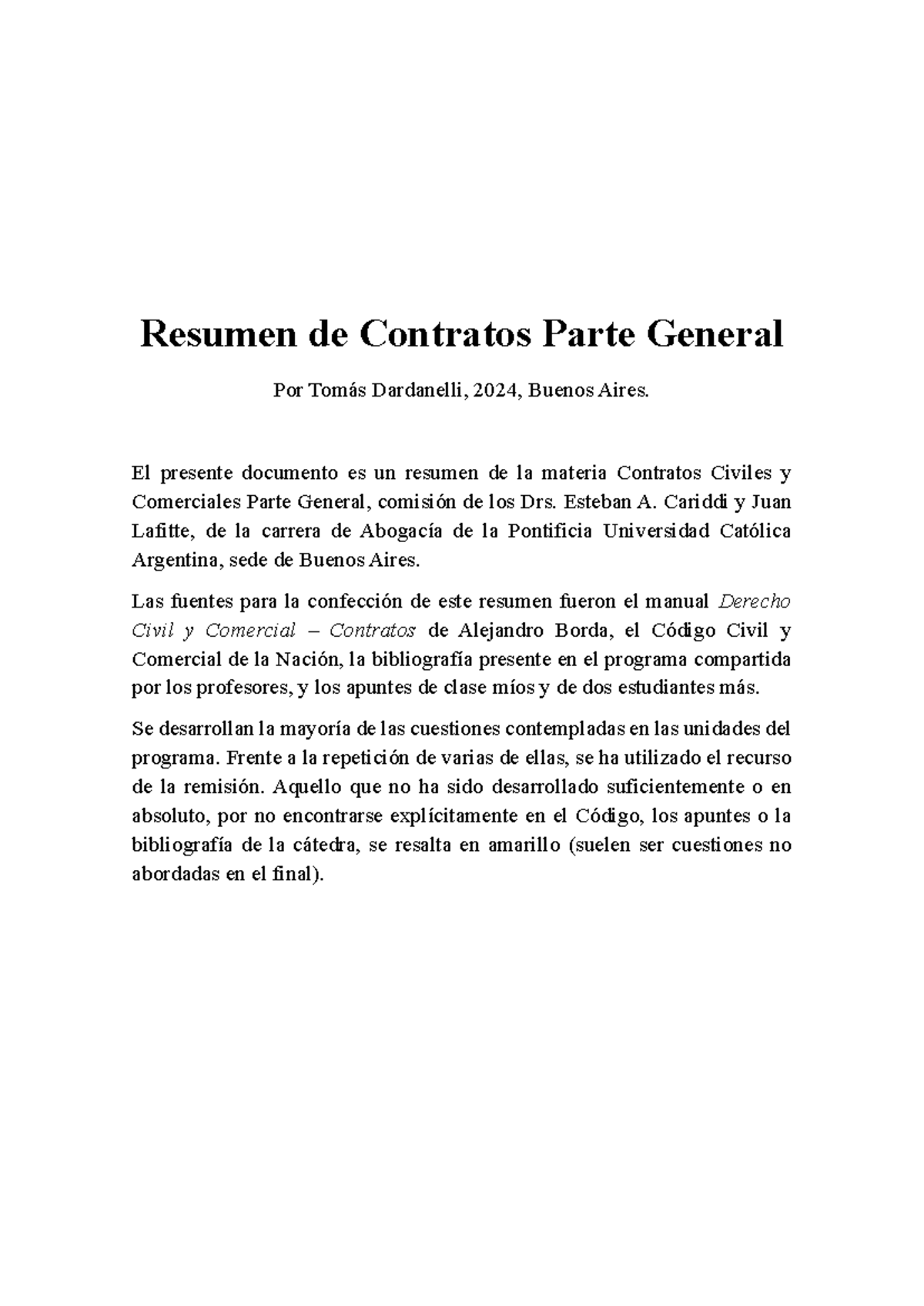 Resumen de Contratos Parte General - El presente documento es un ...