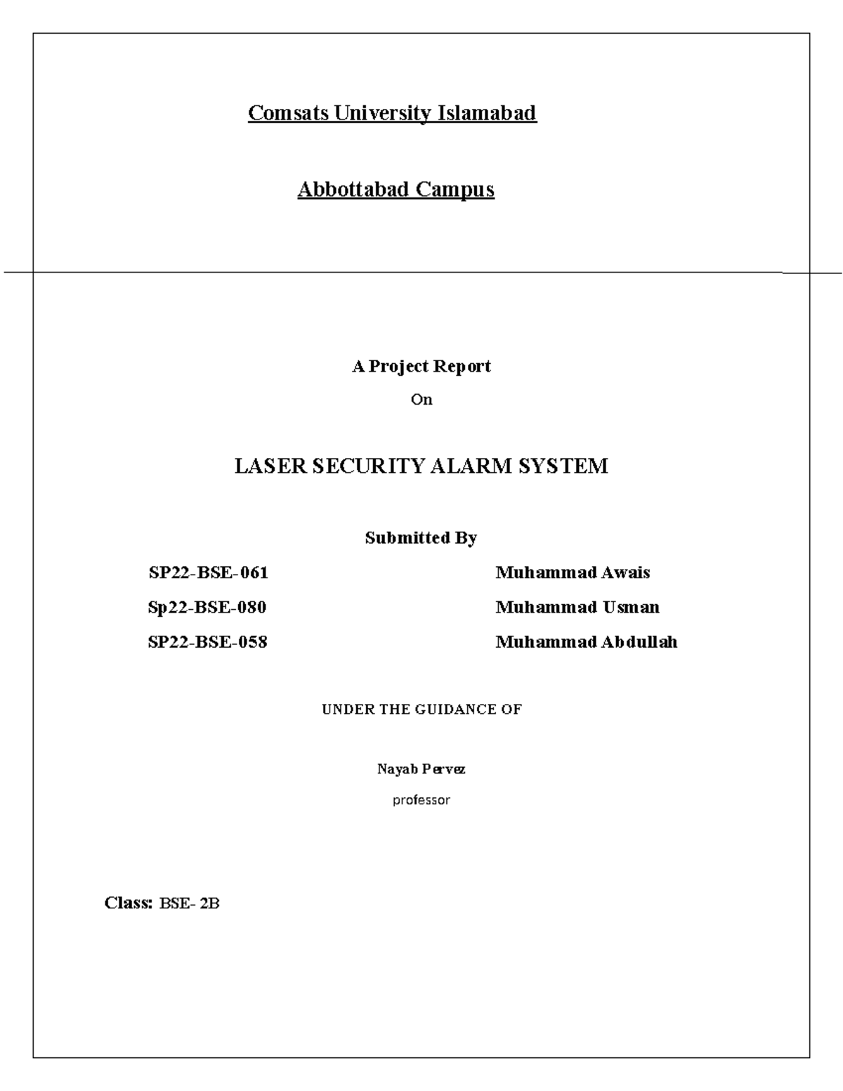 Physics Project - Comsats University Islamabad Abbottabad Campus A ...