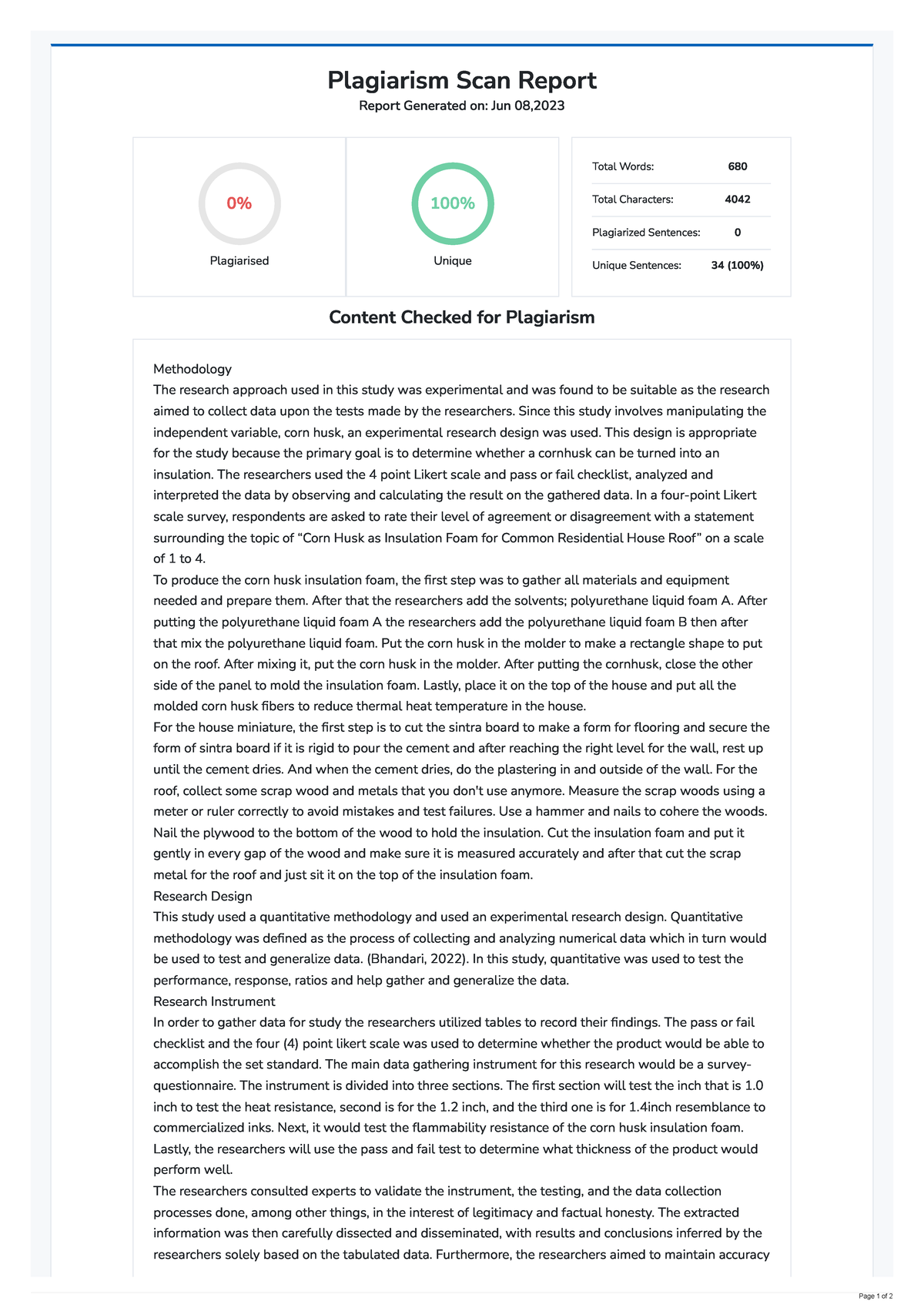 Plagiarism-report-6 - Summary Methods of Research - Plagiarism Scan ...