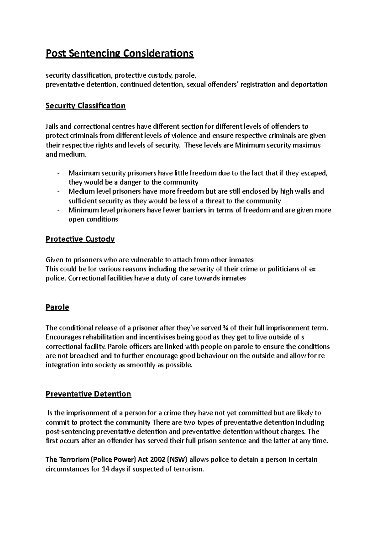 Post Sentencing Considerations - Post Sentencing Considerations ...