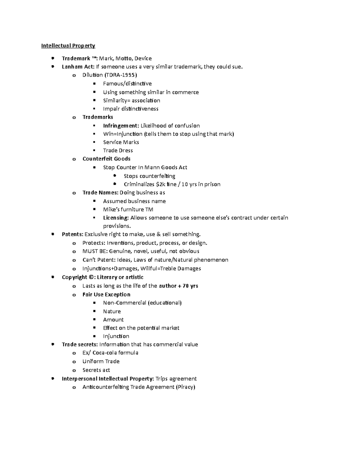 Chapter 8, Intellectual Property - Intellectual Property Trademark ...