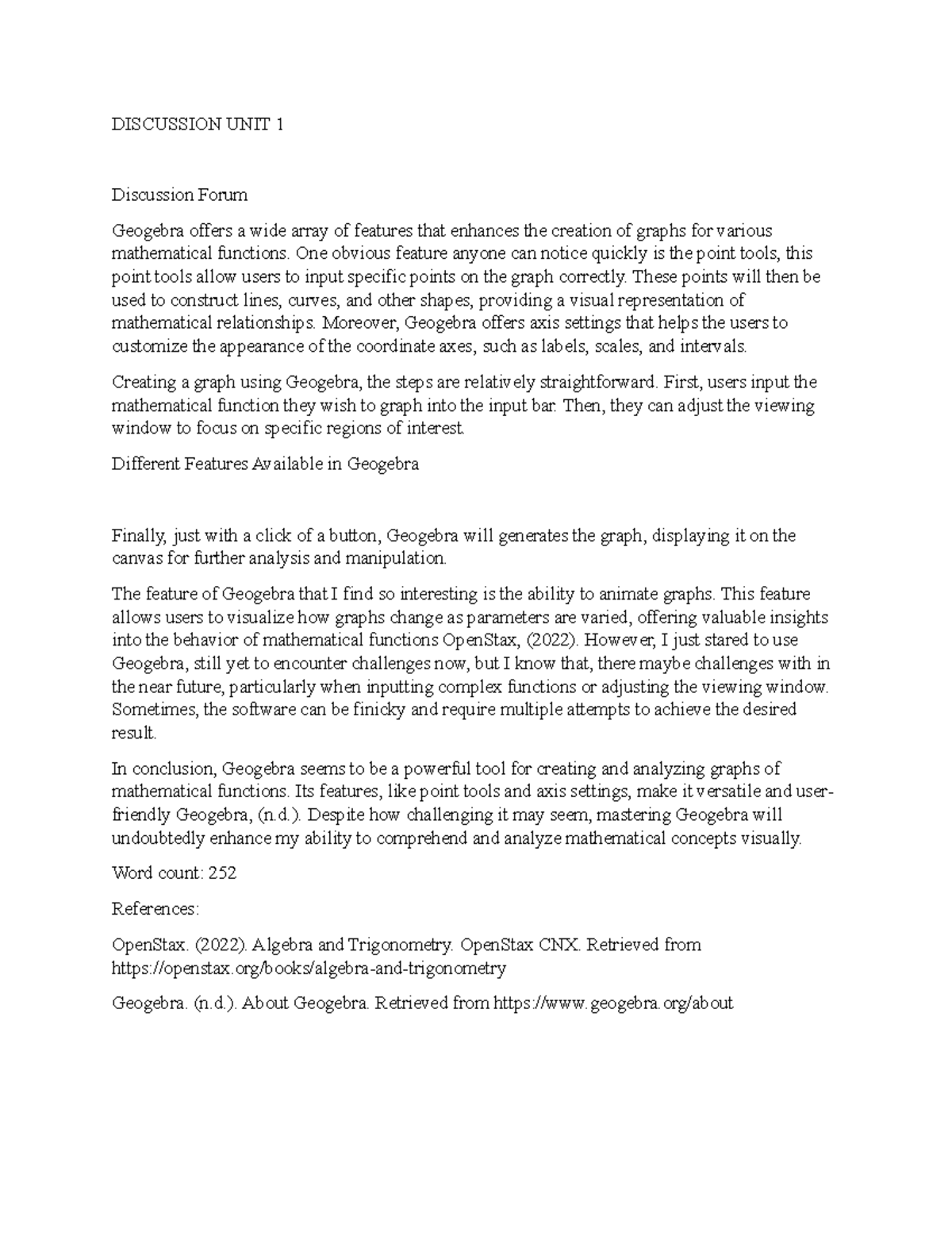 HS 1201 Discussion Assignment - DISCUSSION UNIT 1 Discussion Forum ...