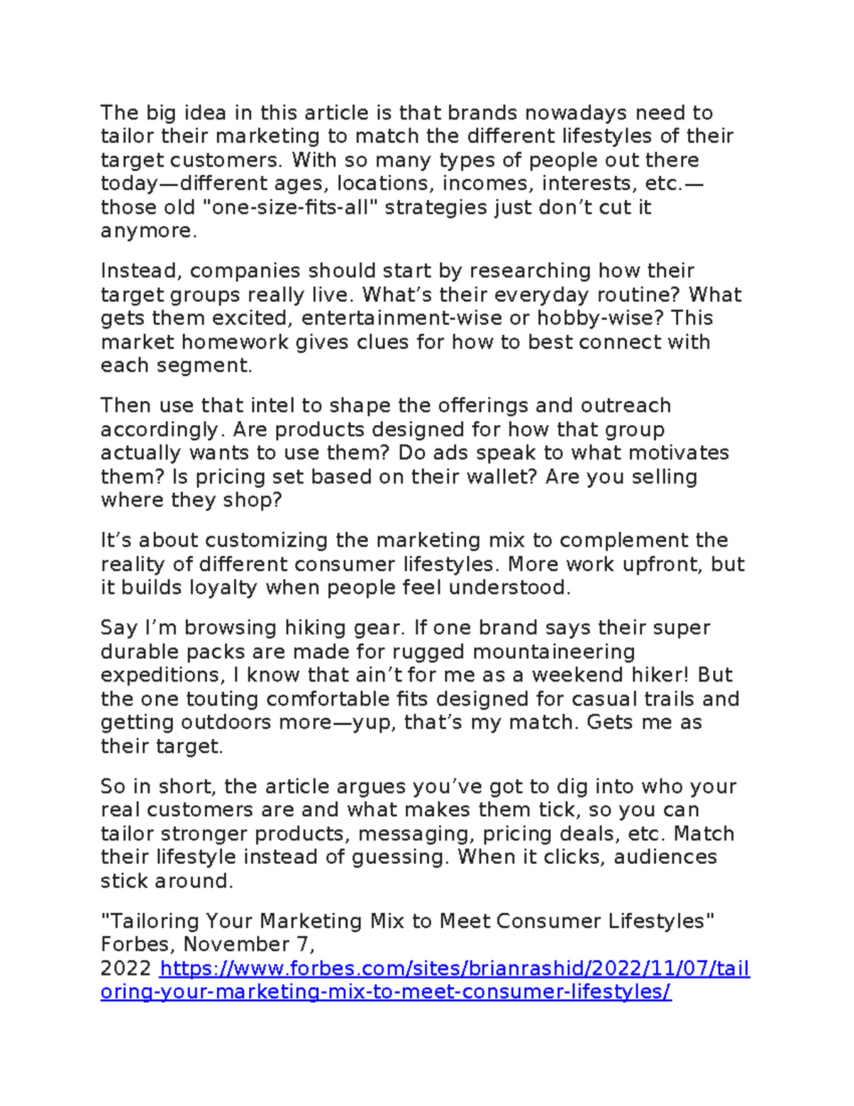 Extra Credit assignment - The big idea in this article is that brands ...