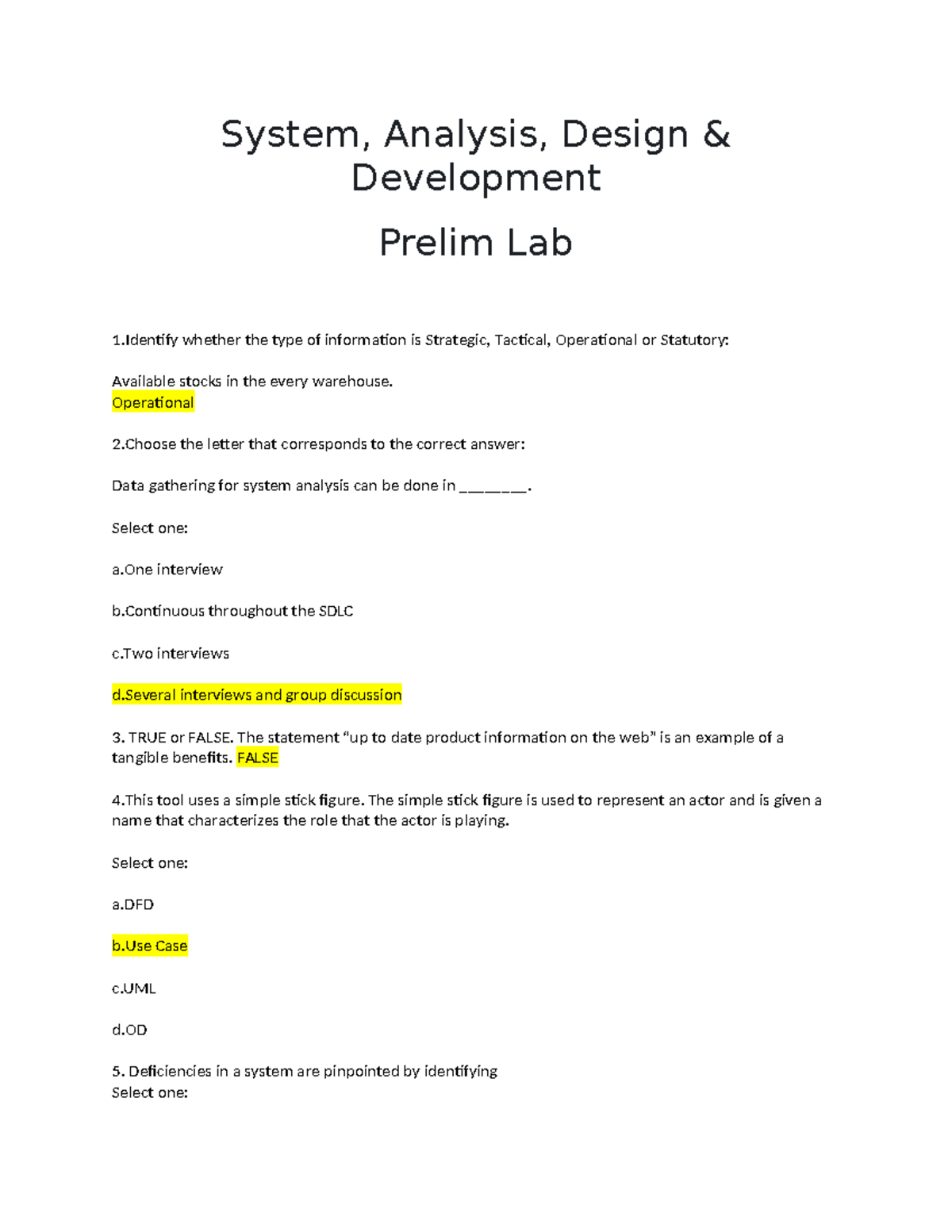 System, Analysis, Design & Development Prelim Lab Ericson Gabuya - System, Analysis, Design ...