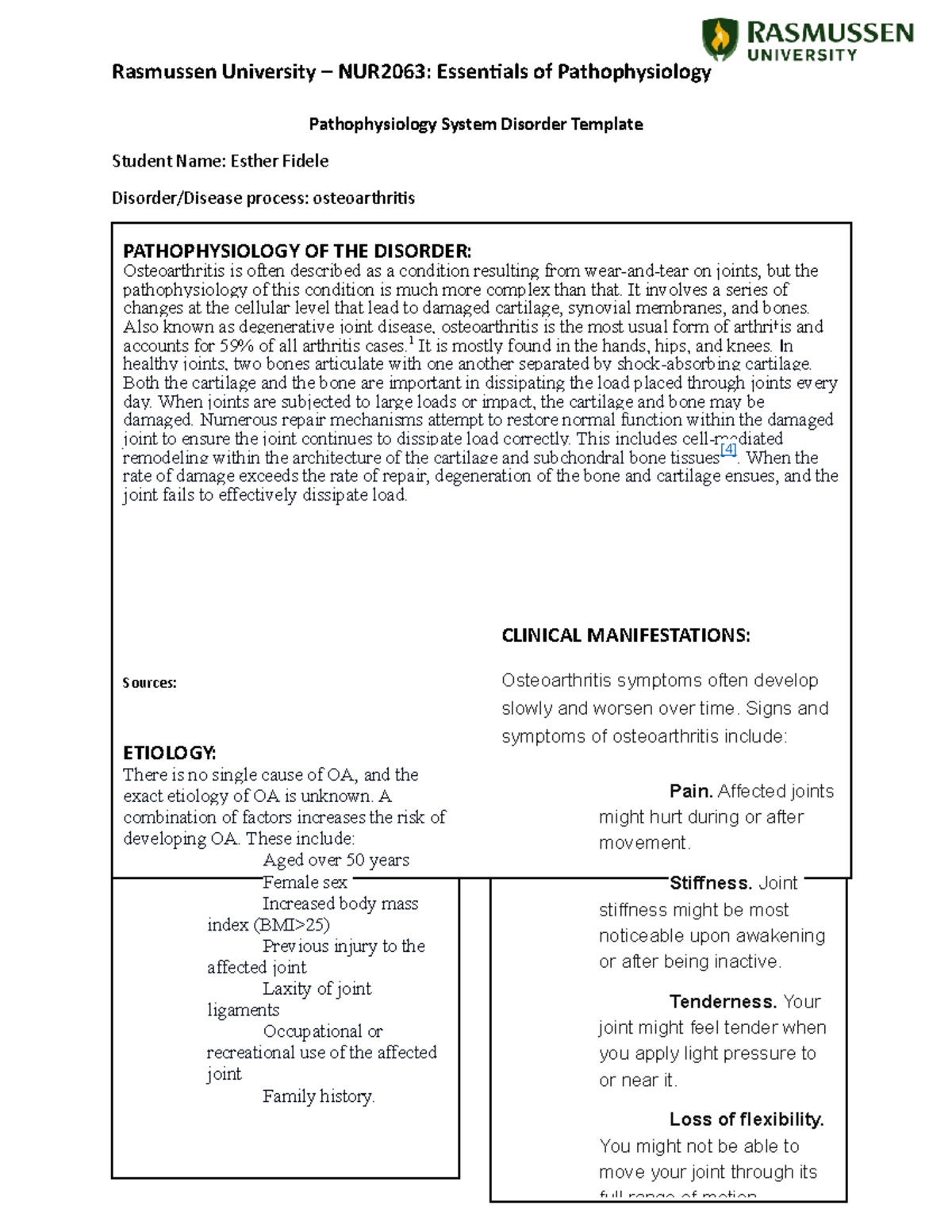 NUR2063 System Disorder Template (2) - Pathophysiology System Disorder ...