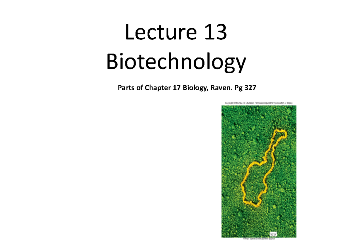 Lecture 13 Biotechnology v UWS - Lecture 13 Biotechnology Parts of ...