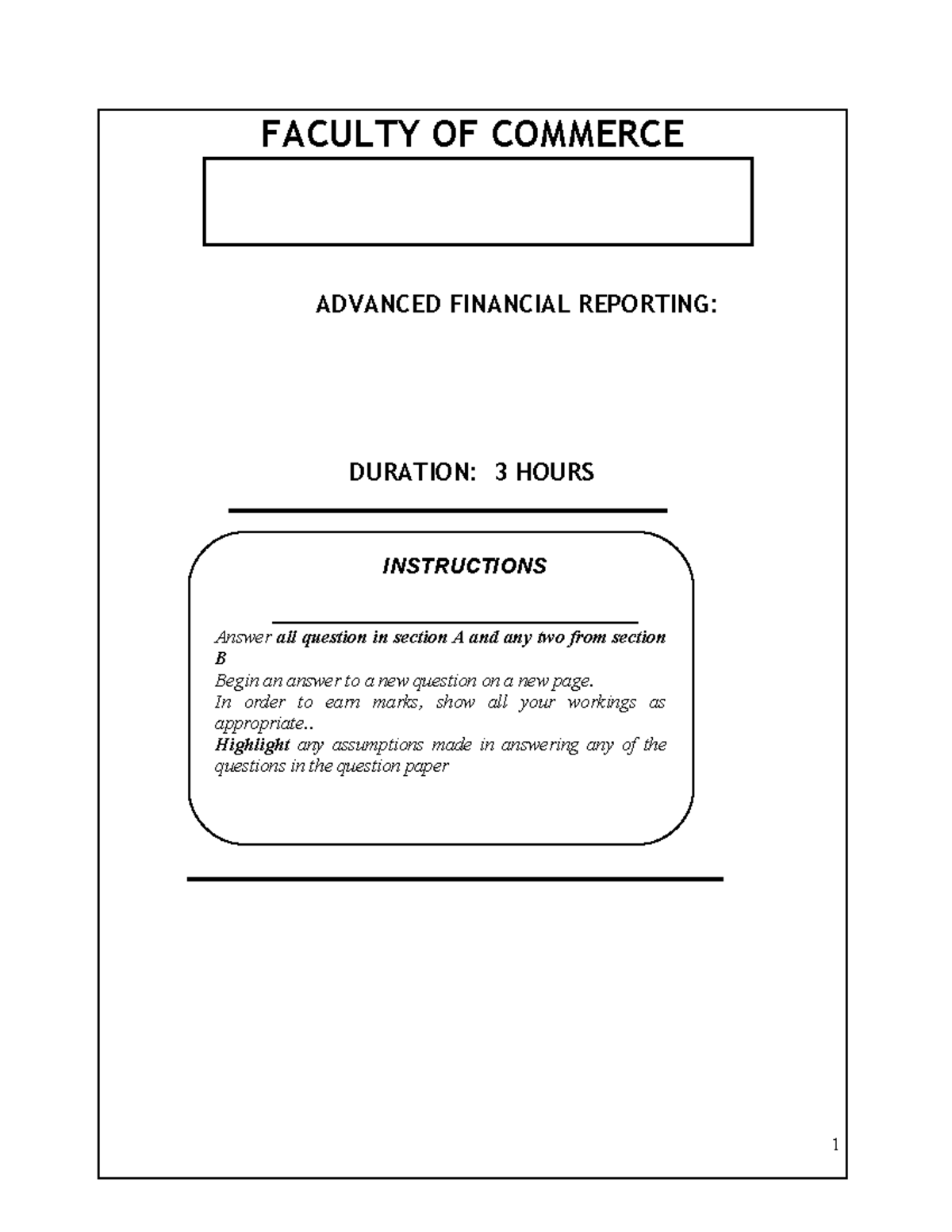Advanced Corporate Reporting - FACULTY OF COMMERCE DEPARTMENT OF ...