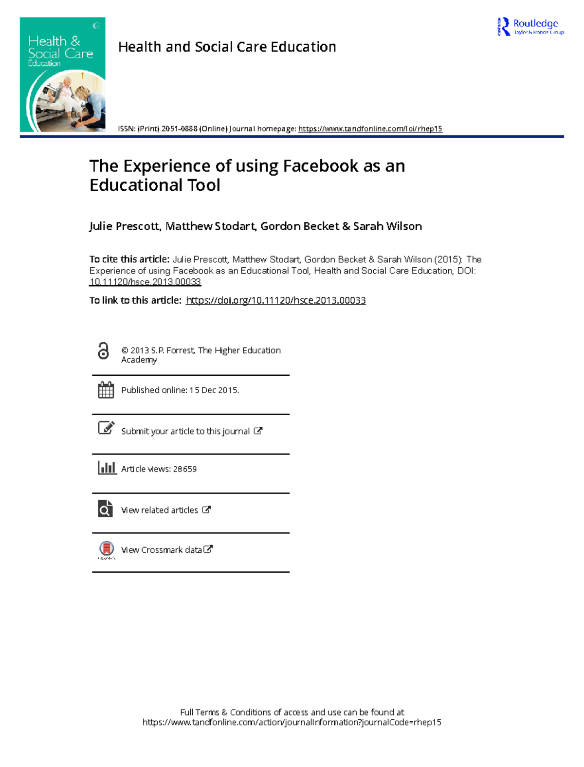 The Experience of using Facebook as an Educational Tool - EAPP 1st ...