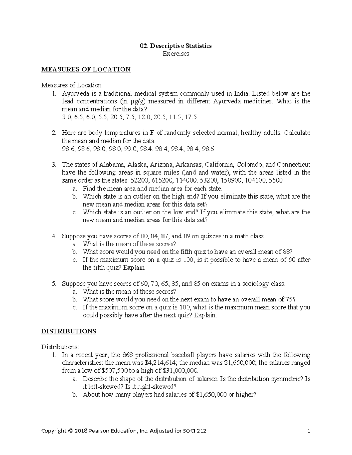 soci instructions - 02. Descriptive Statistics Exercises MEASURES OF LOCATION Measures of ...