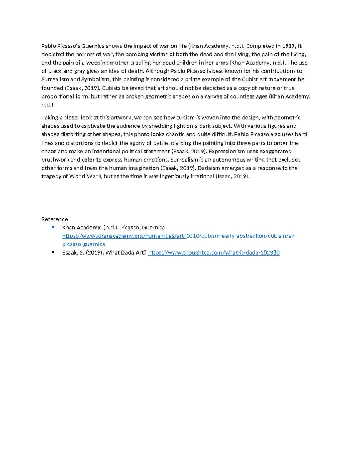 Discussion Forum Unit 7 1 - Pablo Picasso's Guernica shows the impact ...