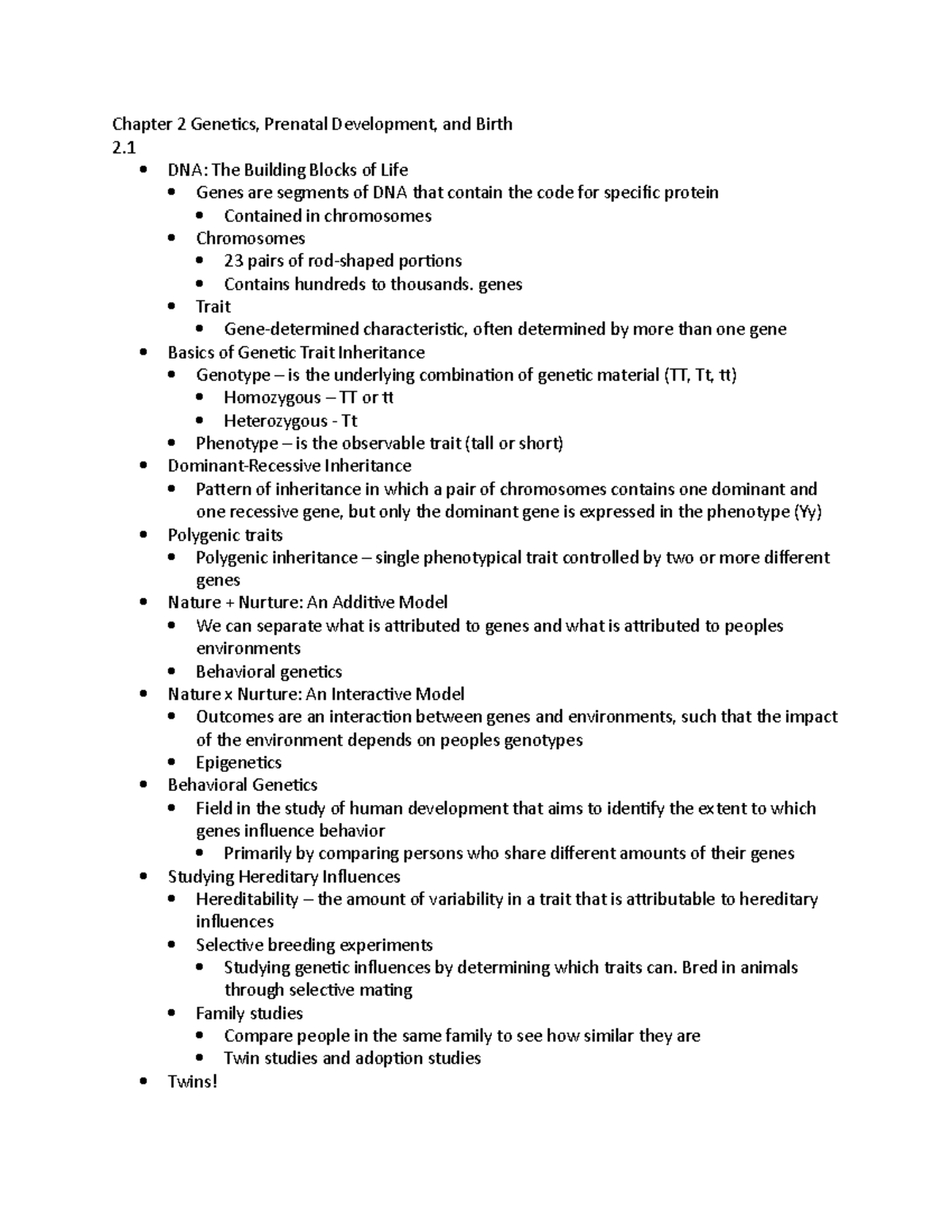 Lifespand Development Ch 2 - Chapter 2 Genetics, Prenatal Development ...