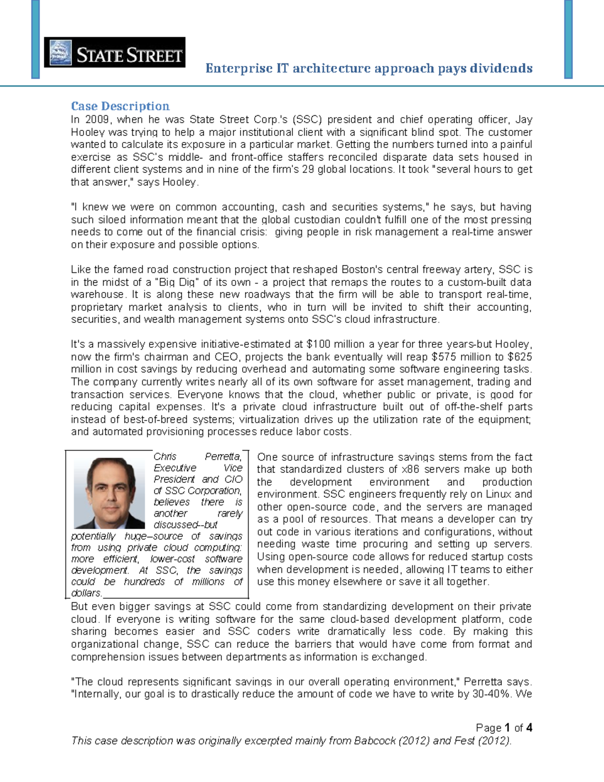 State Street Case - Enterprise IT architecture approach pays dividends ...