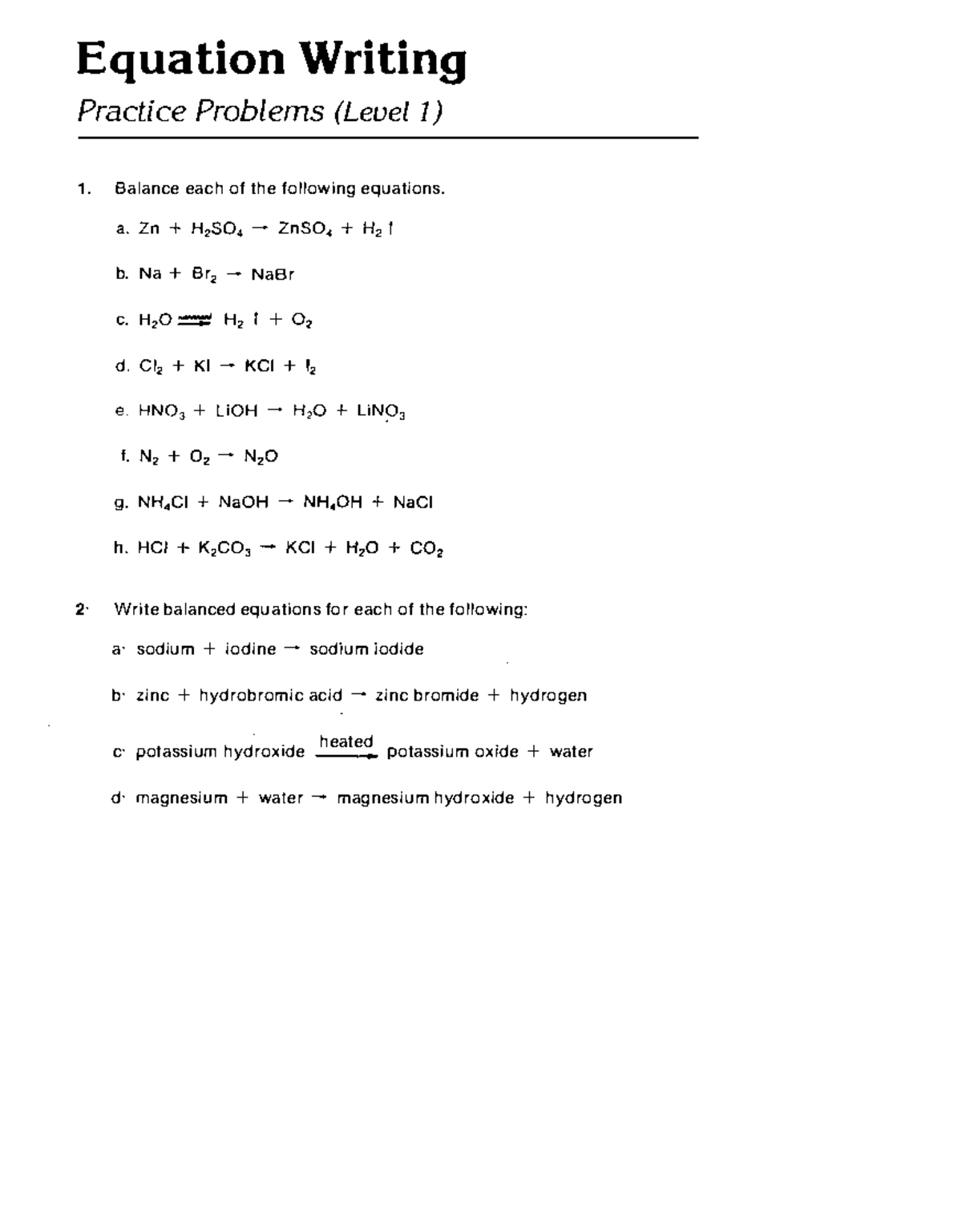 4. Basic Chemistry Skills - Yr 12 Commencement Holiday Practice Task ...