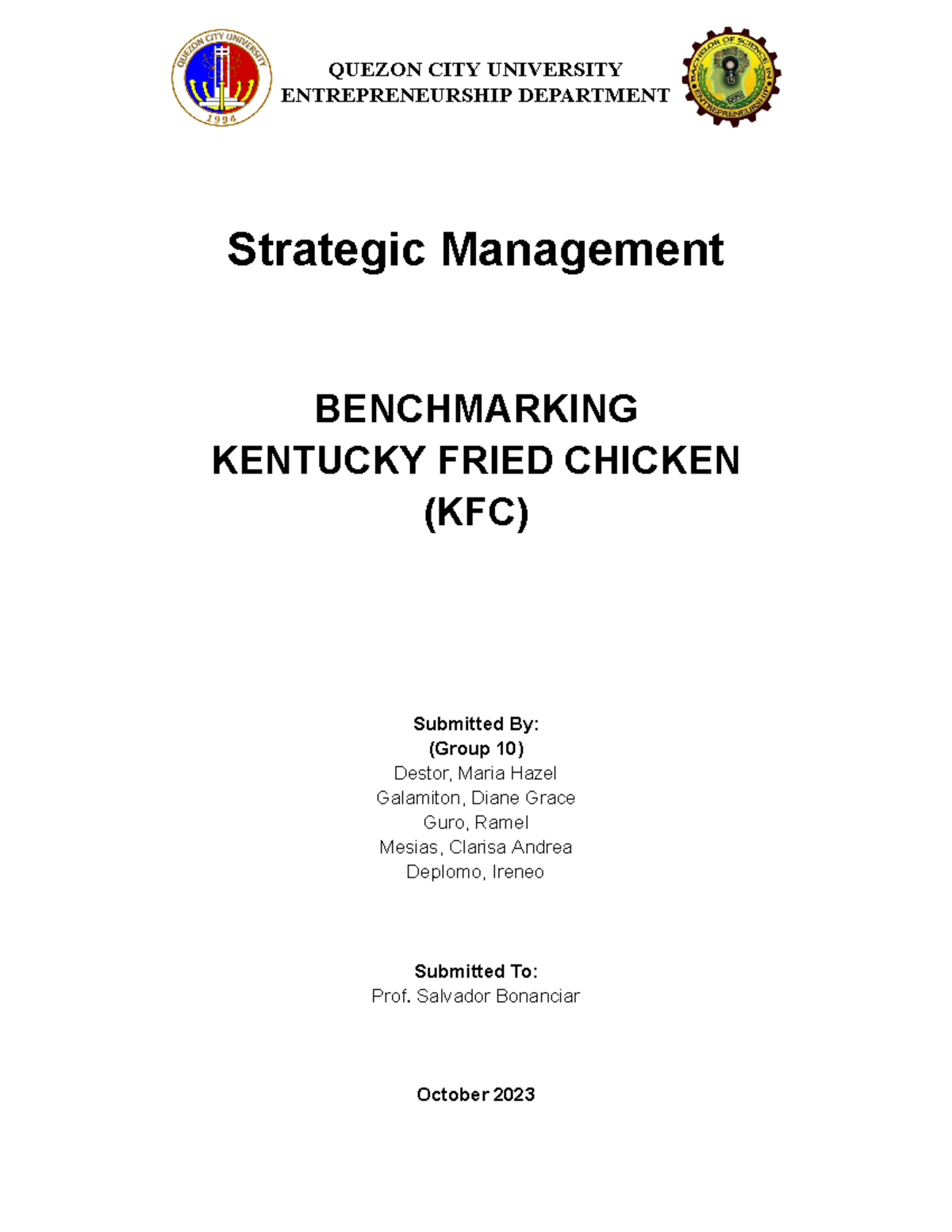KFC - Written Report - Kentucky Fried Chicken (KFC) is a well-known ...