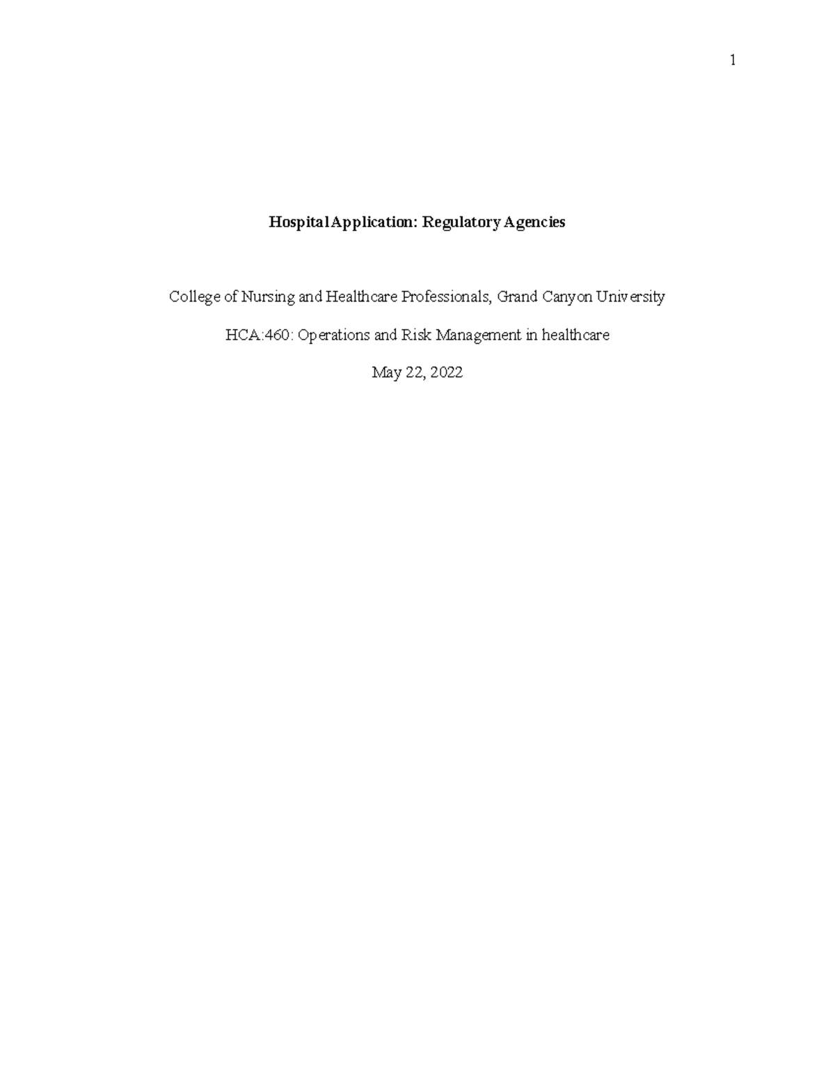 Regulatory Application - Hospital Application: Regulatory Agencies ...
