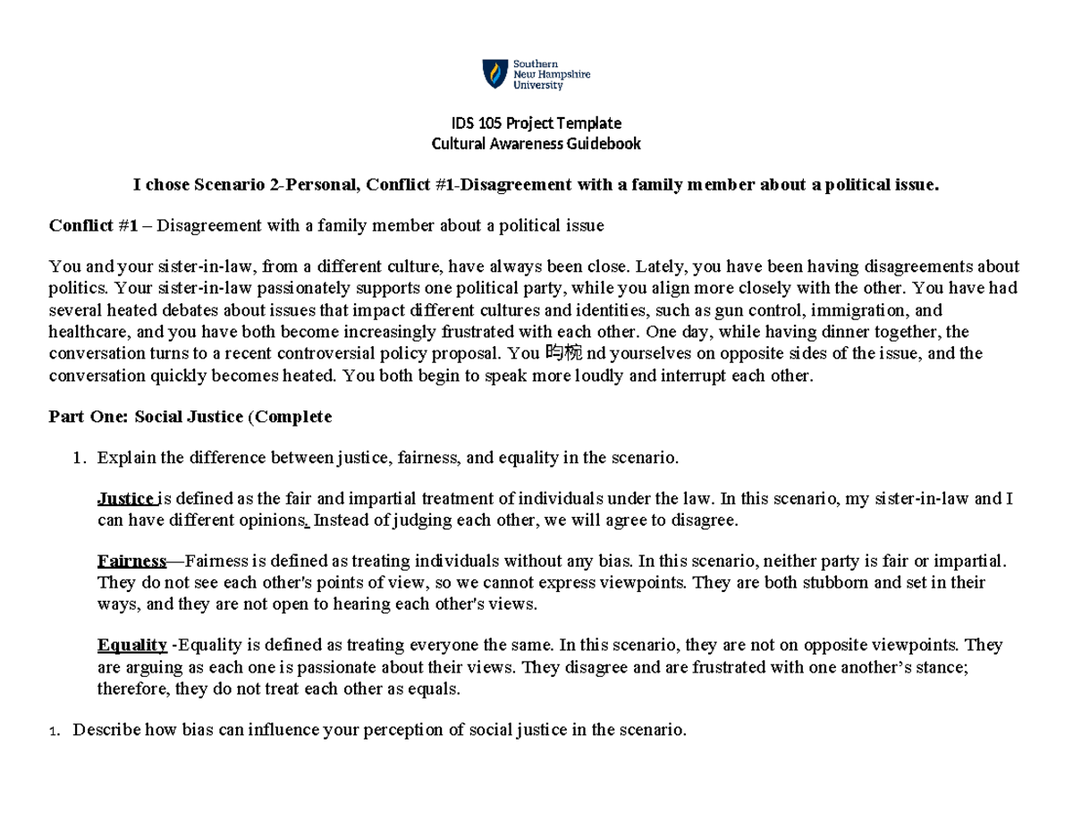 IDS 105 Project Template - IDS 105 Project Template Cultural Awareness ...